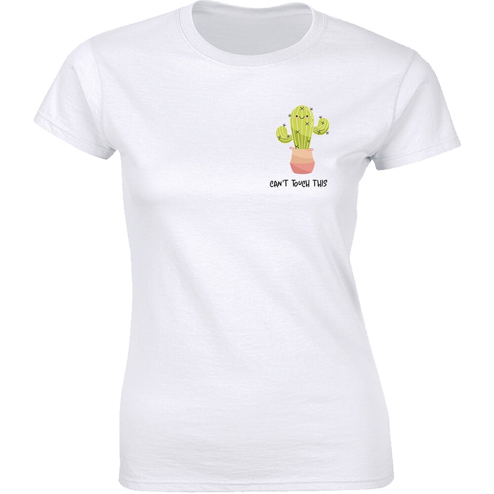 Can't Touch This Cactus Women's Pocket Tshirt Retro Cute Fashion Tee ...