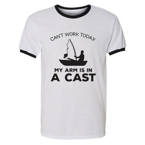 Mens Can't Work Today My Arm Is In A Cast T-Shirt Funny Fishing Tee ...