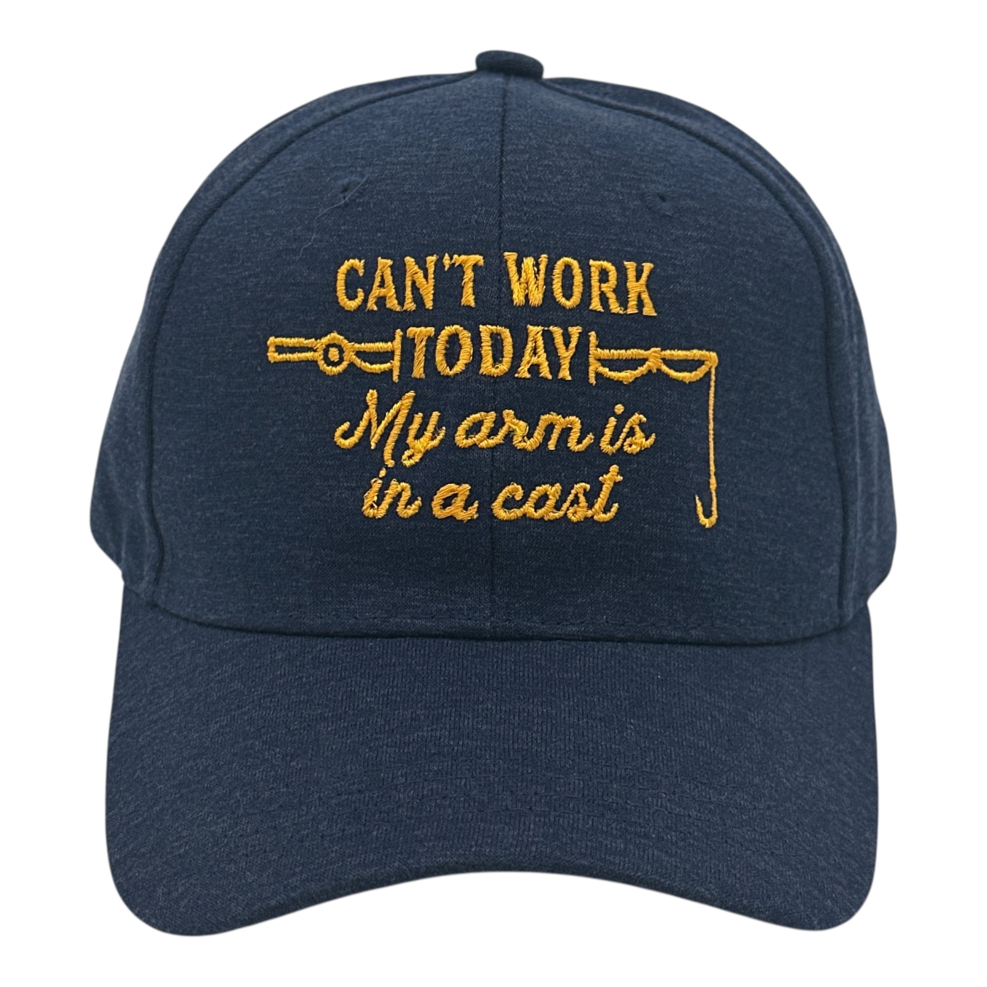Can't Work Today My Arm Is In A Cast Hat Funny Fishing Rod Joke Cap ...