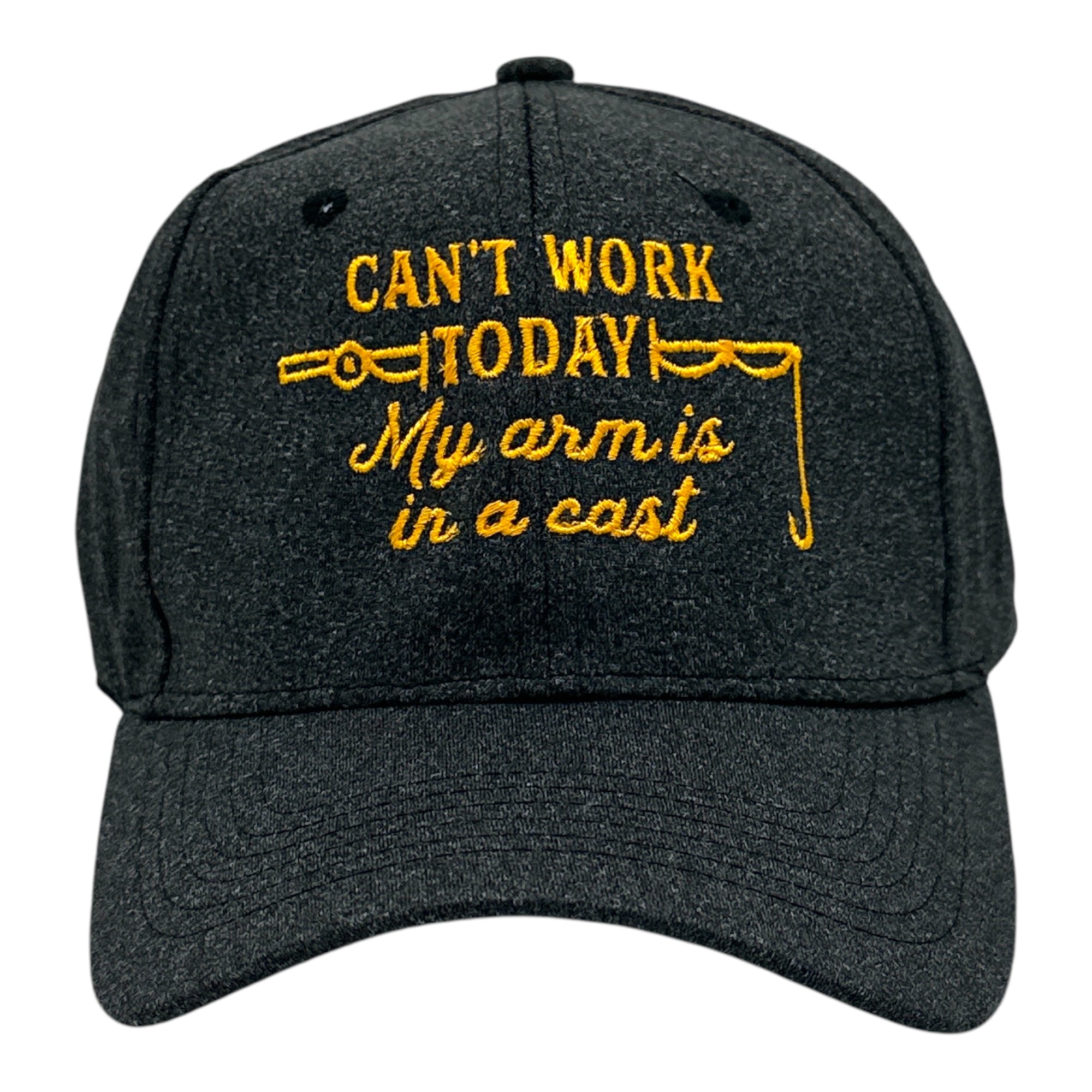 Can't Work Today My Arm Is In A Cast Hat Funny Fishing Rod Joke Trucker ...