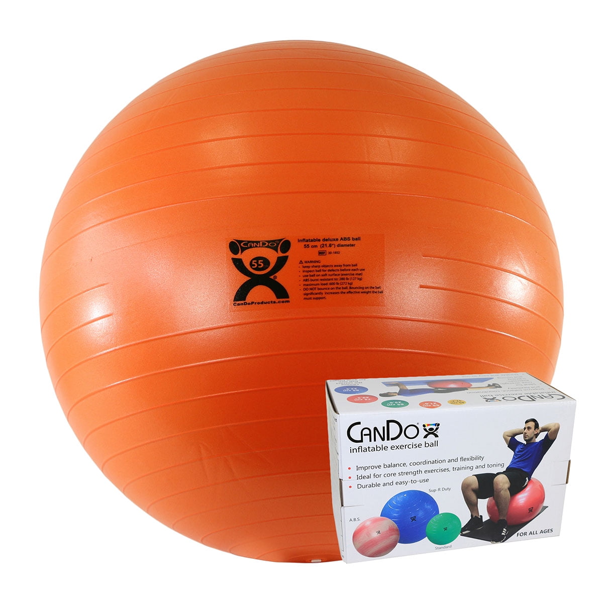 CanDo 55 cm (21.7") ABS inflatable ball, orange, boxed - Walmart.com