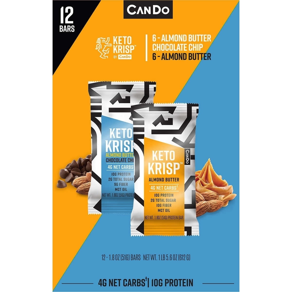 CanDo Keto Krisp Protein-Rich Snack Bars, Variety Pack, 12-Pack ...