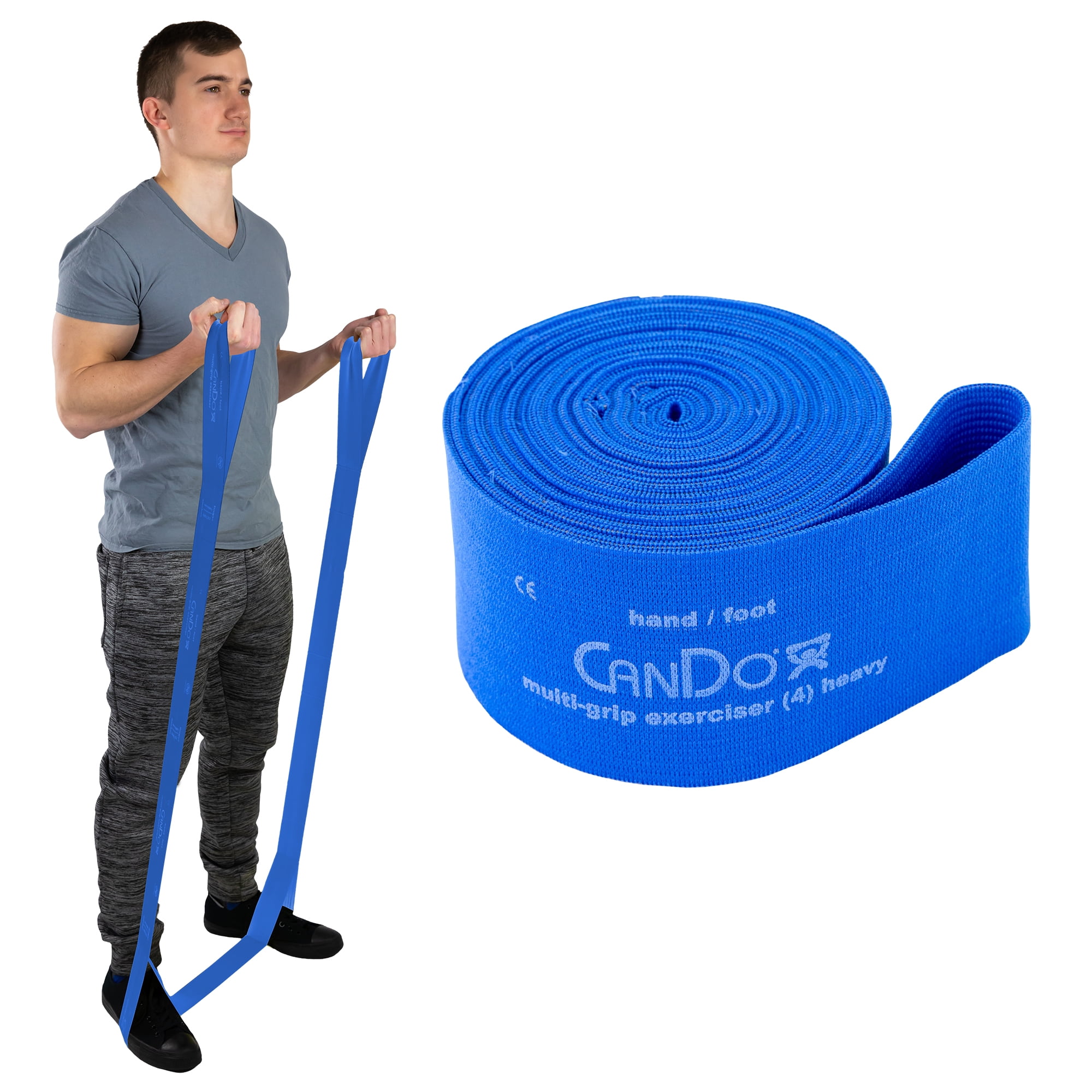 CanDo Multi-Grip 6 Foot Exercise Resistance Band with Hand and Foot Loops for Total Body ...