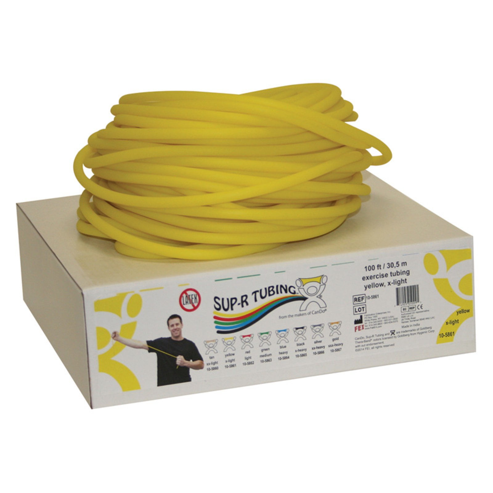 CanDo Sup-R Latex Free Exercise FitnessTubing Roll - 100 foot dispenser ...
