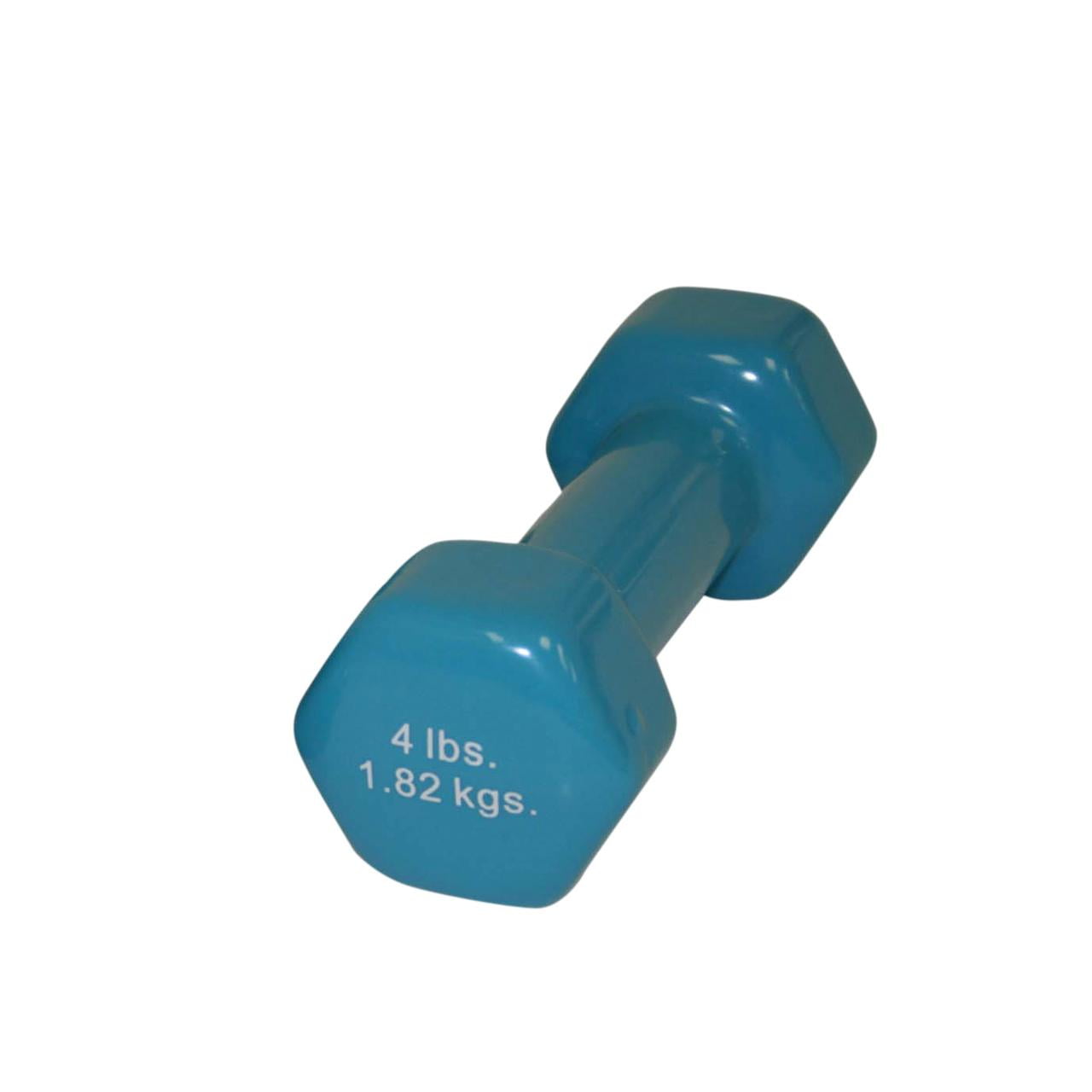 CanDo Vinyl Coated Dumbbell Light Blue 4 lb Single 1pc Handheld Weight ...