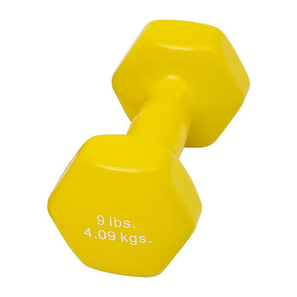 CanDo Vinyl Coated Dumbbell Yellow 9 lb Single 1pc Handheld Weight for ...