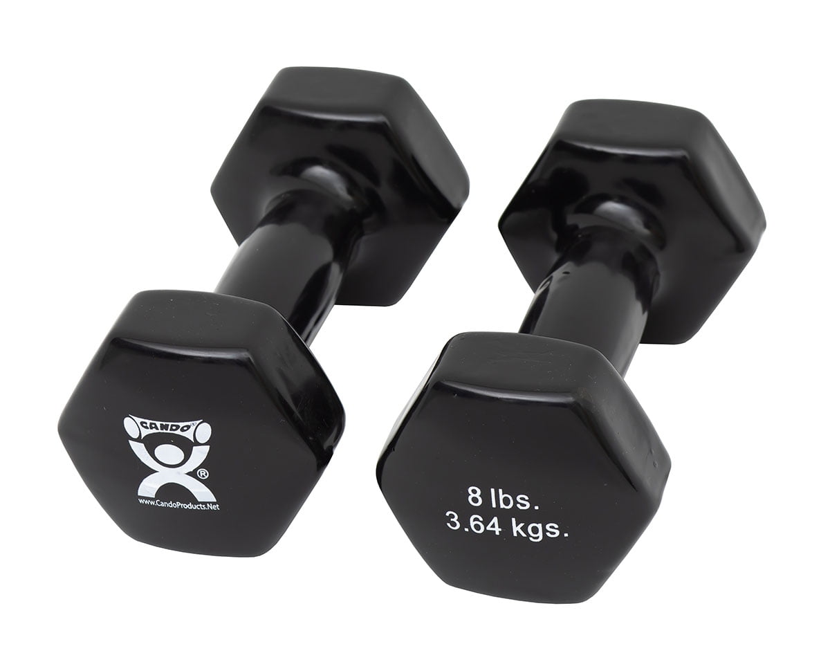 CanDo Vinyl Coated Dumbbells Pair Black 8 lb 2pc Handheld Weights for ...