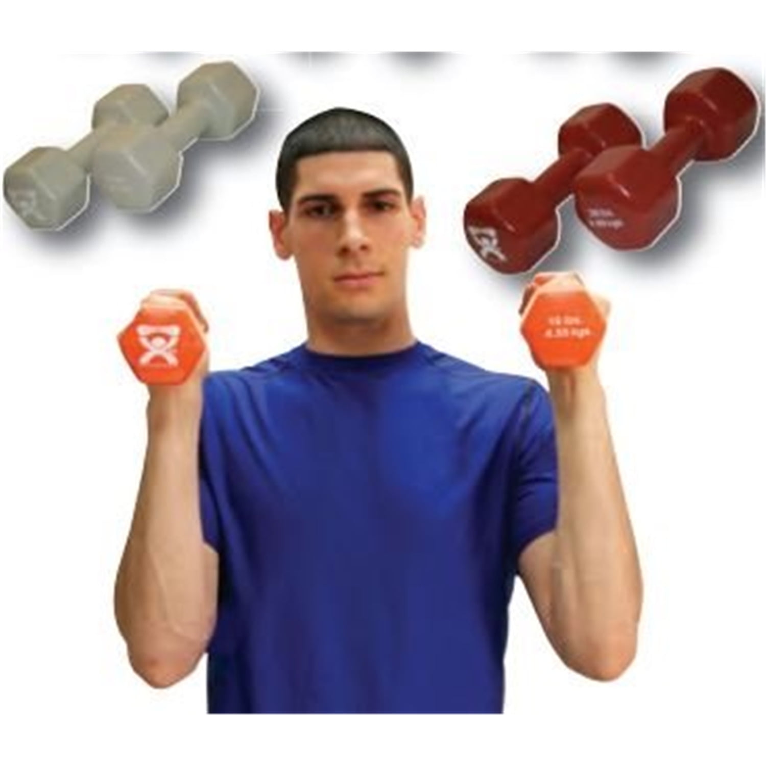 CanDo Vinyl Coated Dumbbells Pair Light Blue 4 lb 2pc Handheld Weights ...