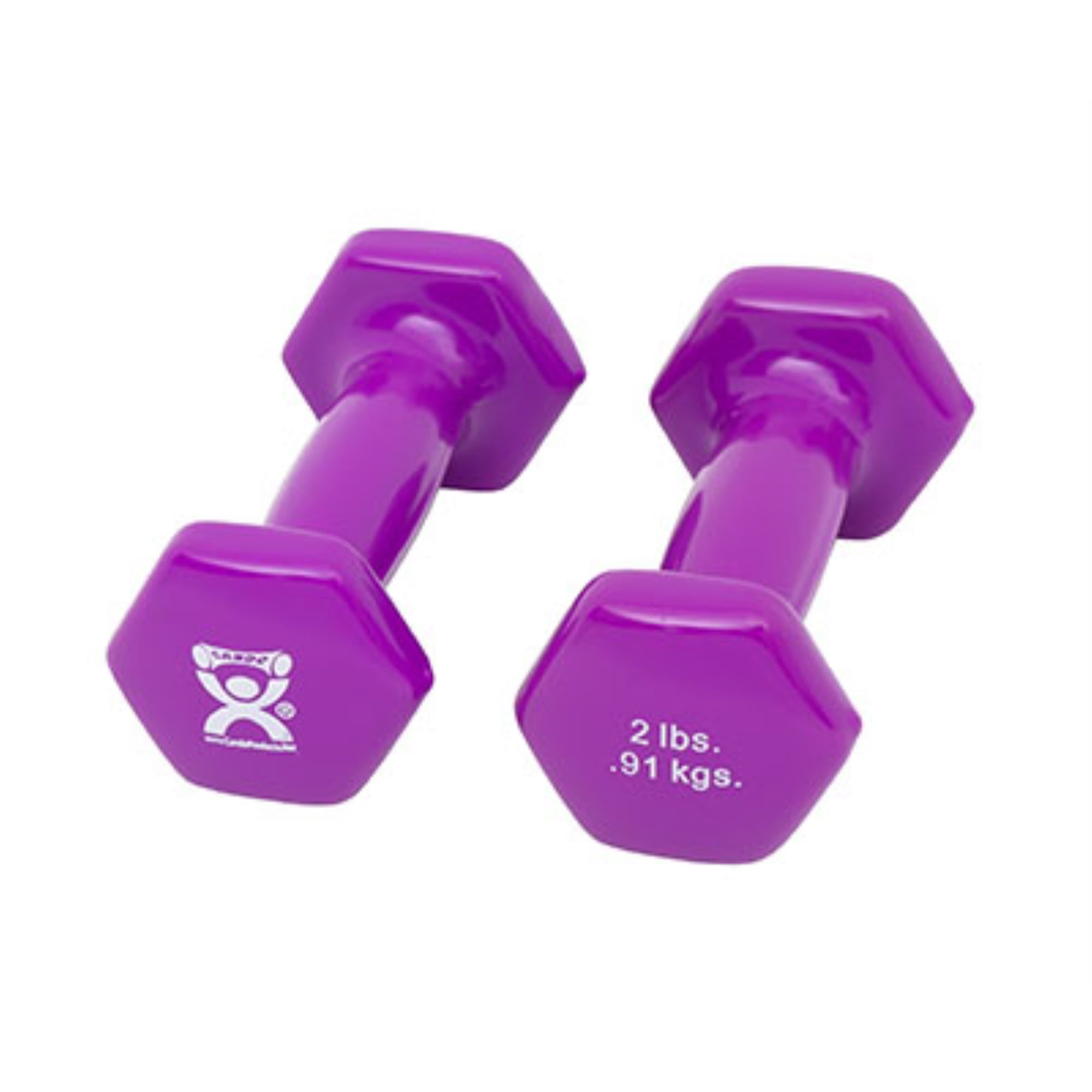 CanDo Vinyl Coated Dumbbells Pair Violet 2 lb 2pc Handheld Weights for ...