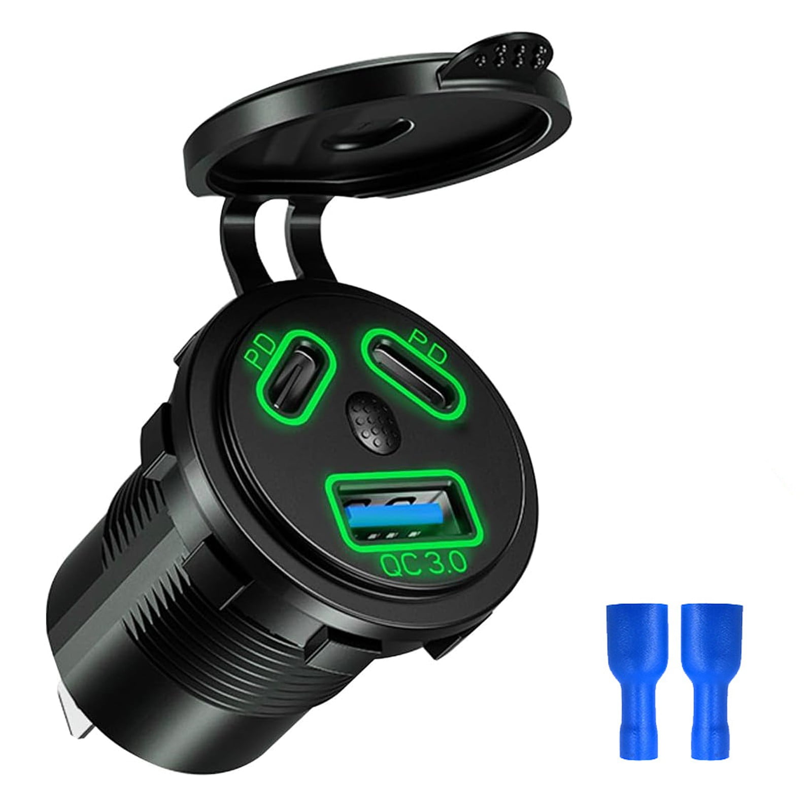 CanGong 3 Port Car Charger Adapter With QC3.0 Fast Charging & PD Ports ...