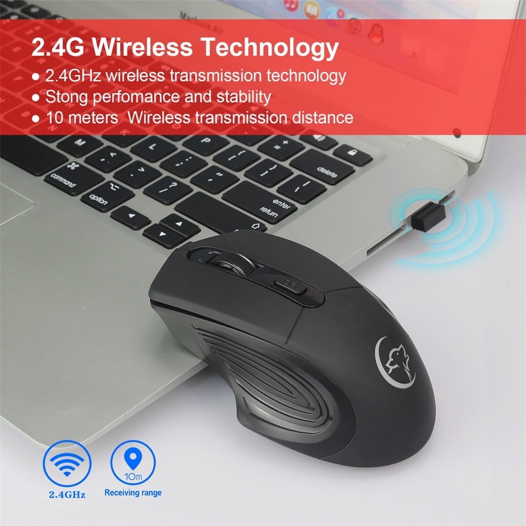 CanGonggg 2.4 Wireless Optical USB Gaming 2400DPI Rechargeable Mute ...