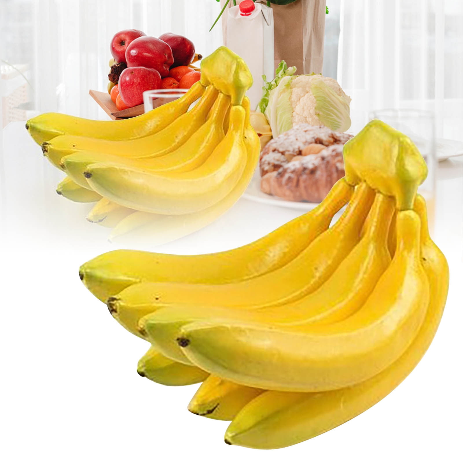 CanGonggg Bananas Bunch Lifelike Banana Cluster Decoration Fruits ...