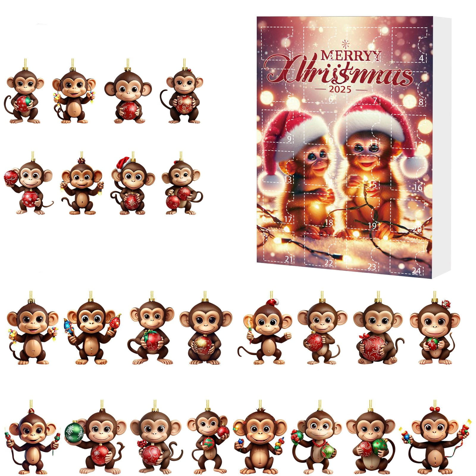 CanGonggg Christmas 2D Flat Monkey Print Pendant Halloween Cute Cartoon ...