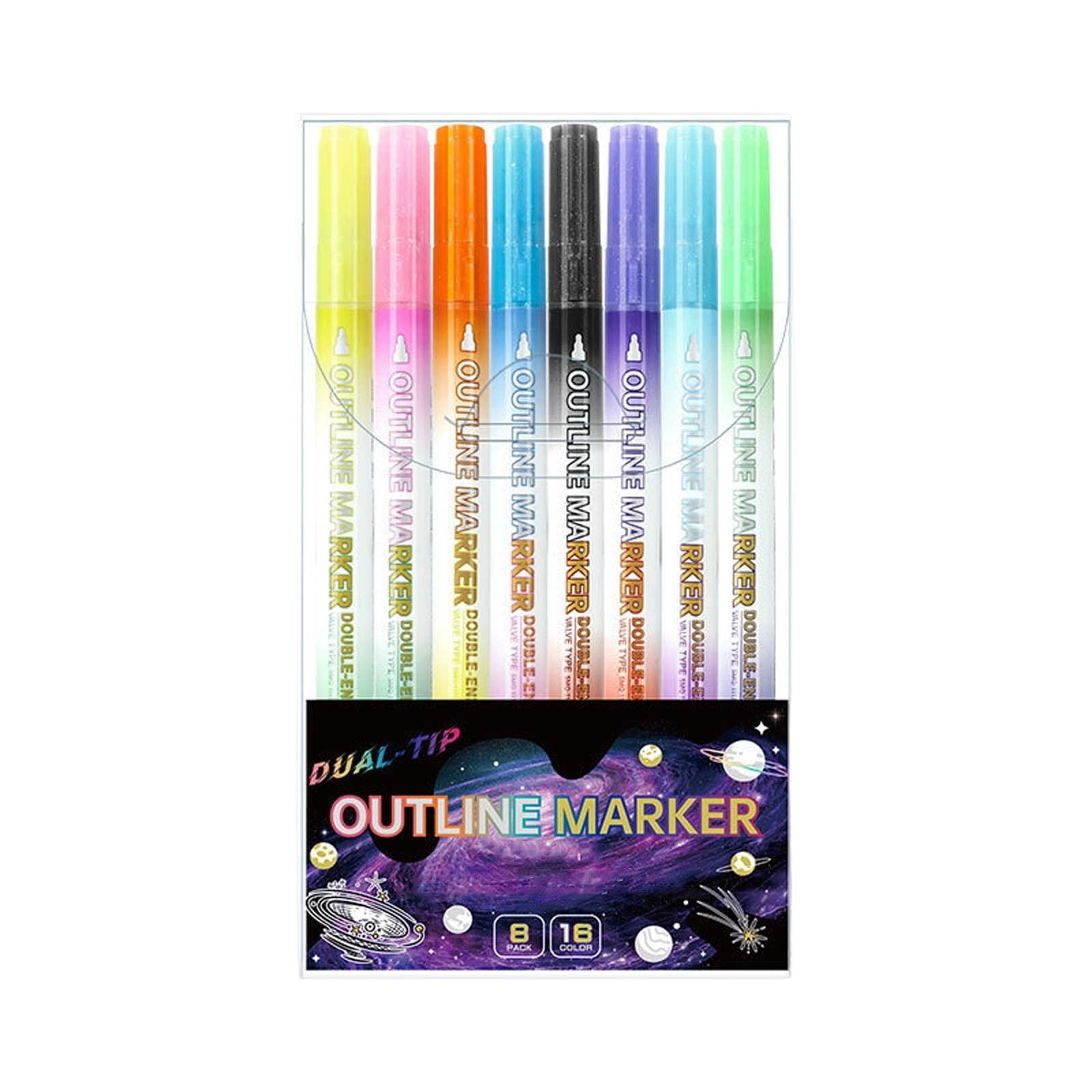 CanGonggg Glitter Gel Pens For Coloring Books Metallic Markers With Tip ...