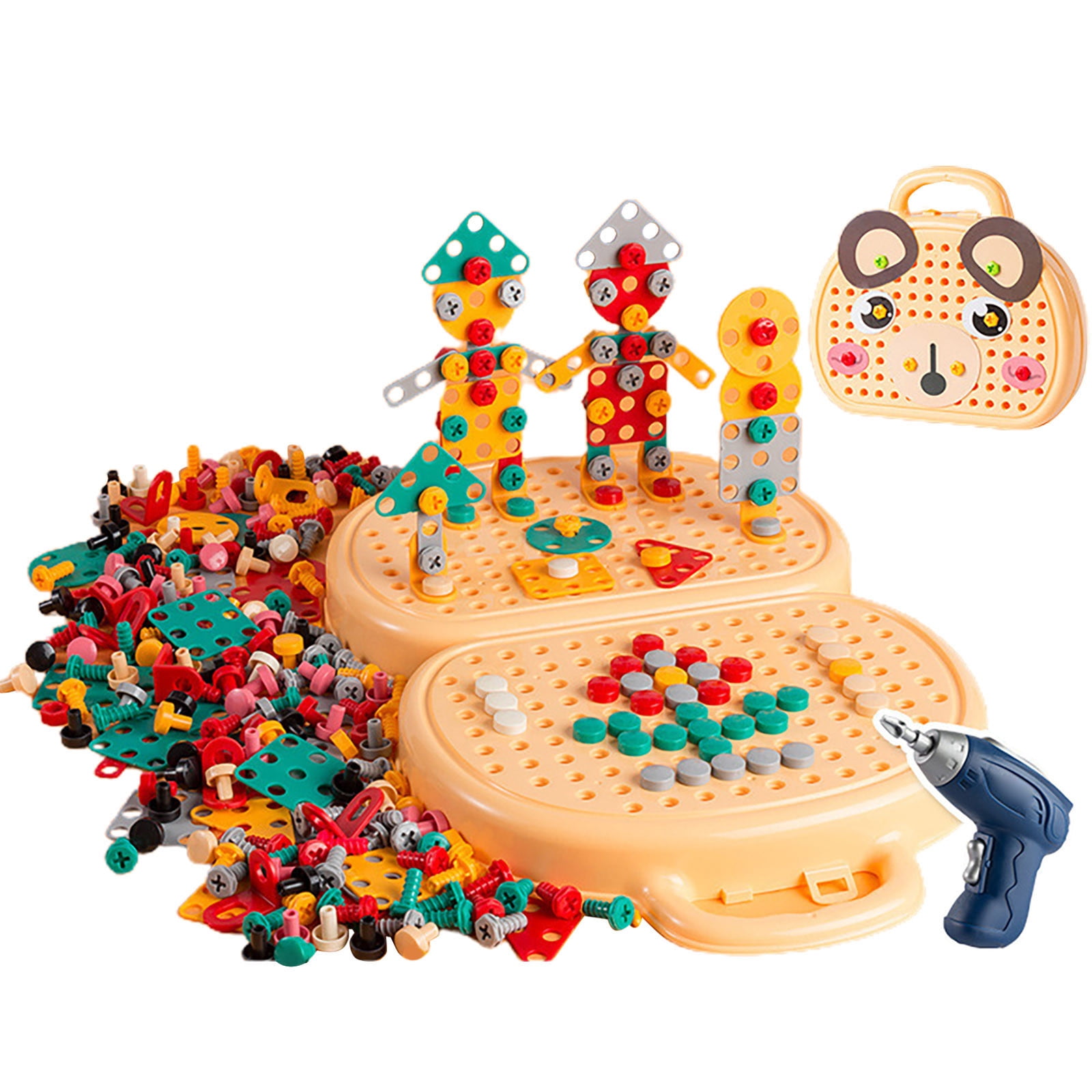 CanGonggg Toolbox With Toys Drill Screwdriver Tool Set Puzzle Preschool ...