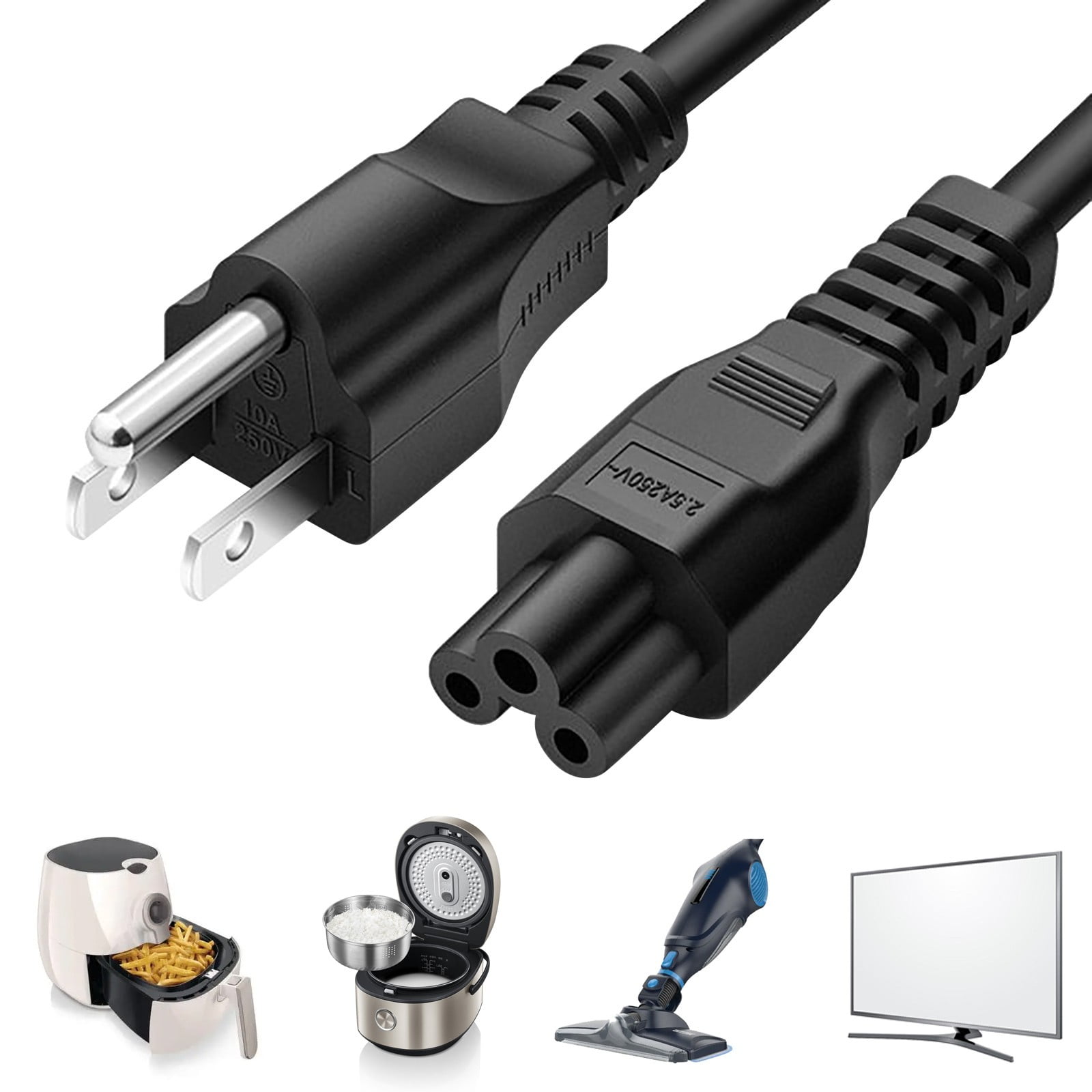 CanGonggg UL Listed 3 Prong Power Cord With (Cloverleaf) Plug Heavy ...