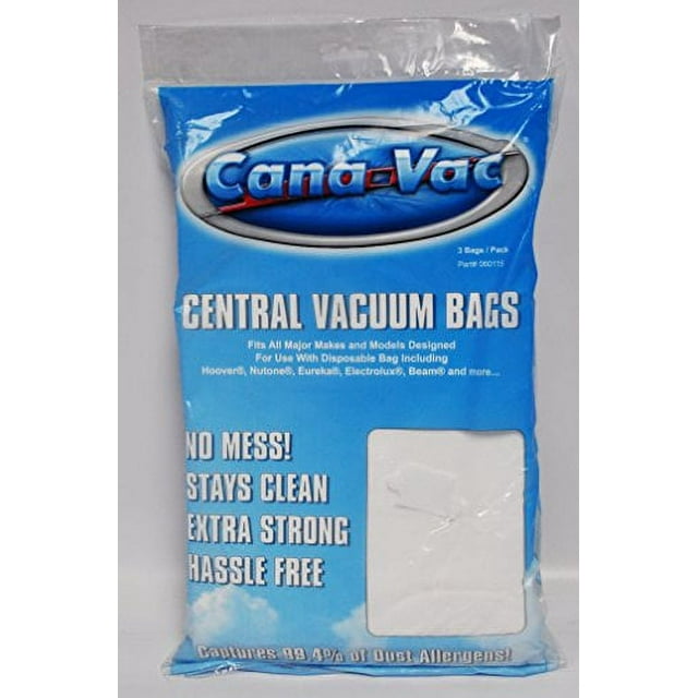 Cana-Vac Allerex Central Vacuum Bags, 3 Pack Extra Strong No-Mess Bags ...