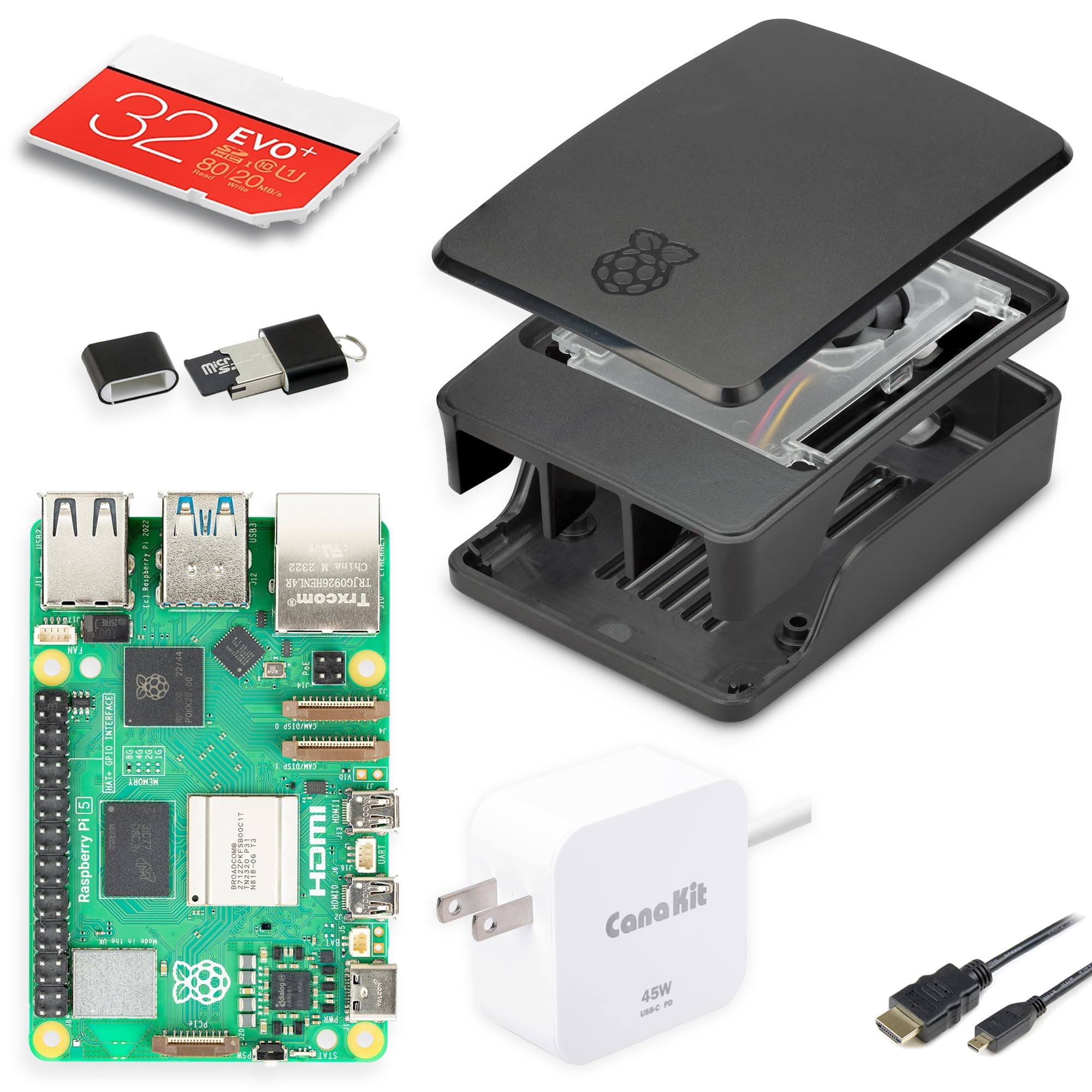CanaKit Raspberry Pi 5 SSF20 Essentials Starter Kit with Official Black ...