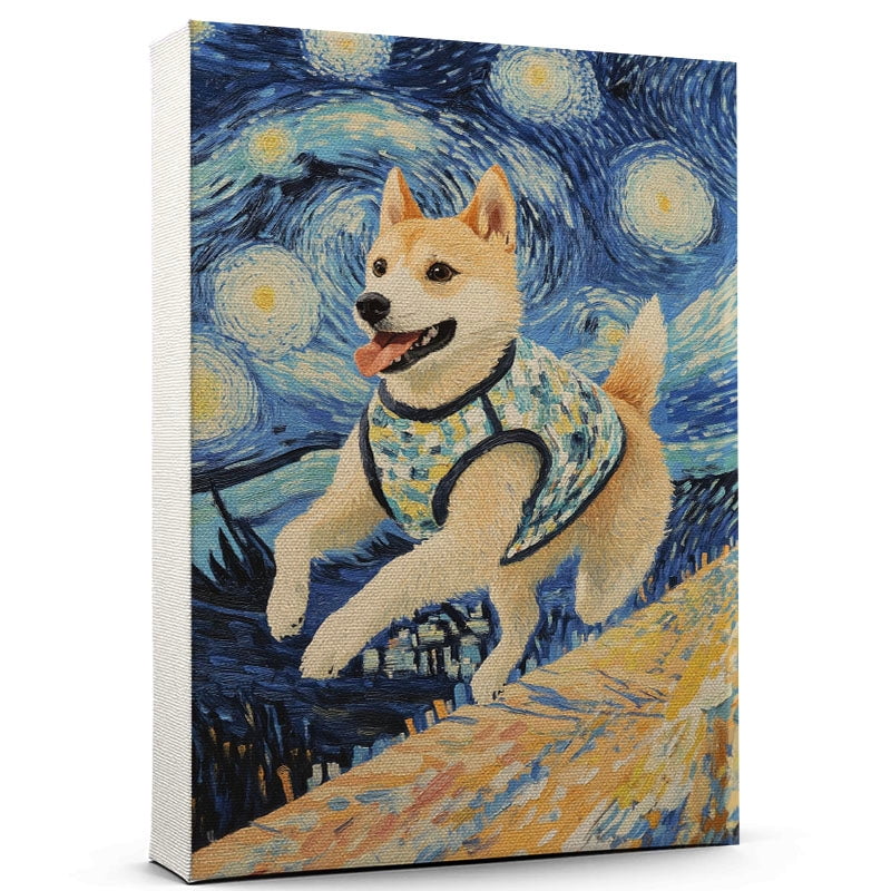 Canaan Cute Dog Running Stretched Canvas Size 8x12 – Retro Canaan Dog ...