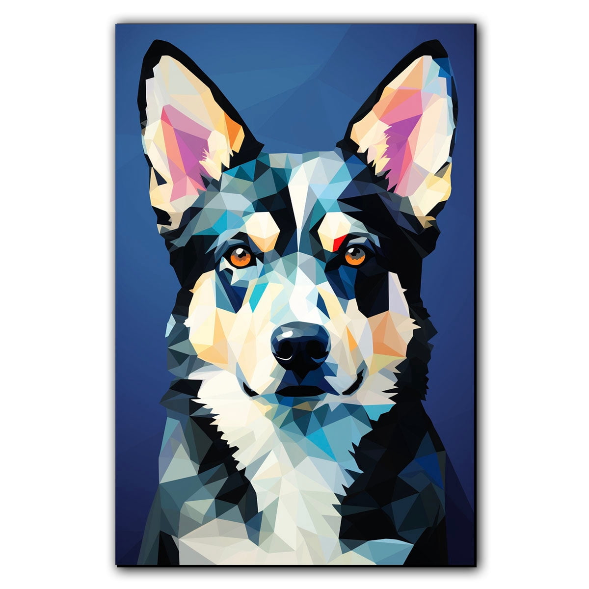 Canaan Dog Art Canvas, Pet Wall, Polygon Art Print on Canvas Canvas ...