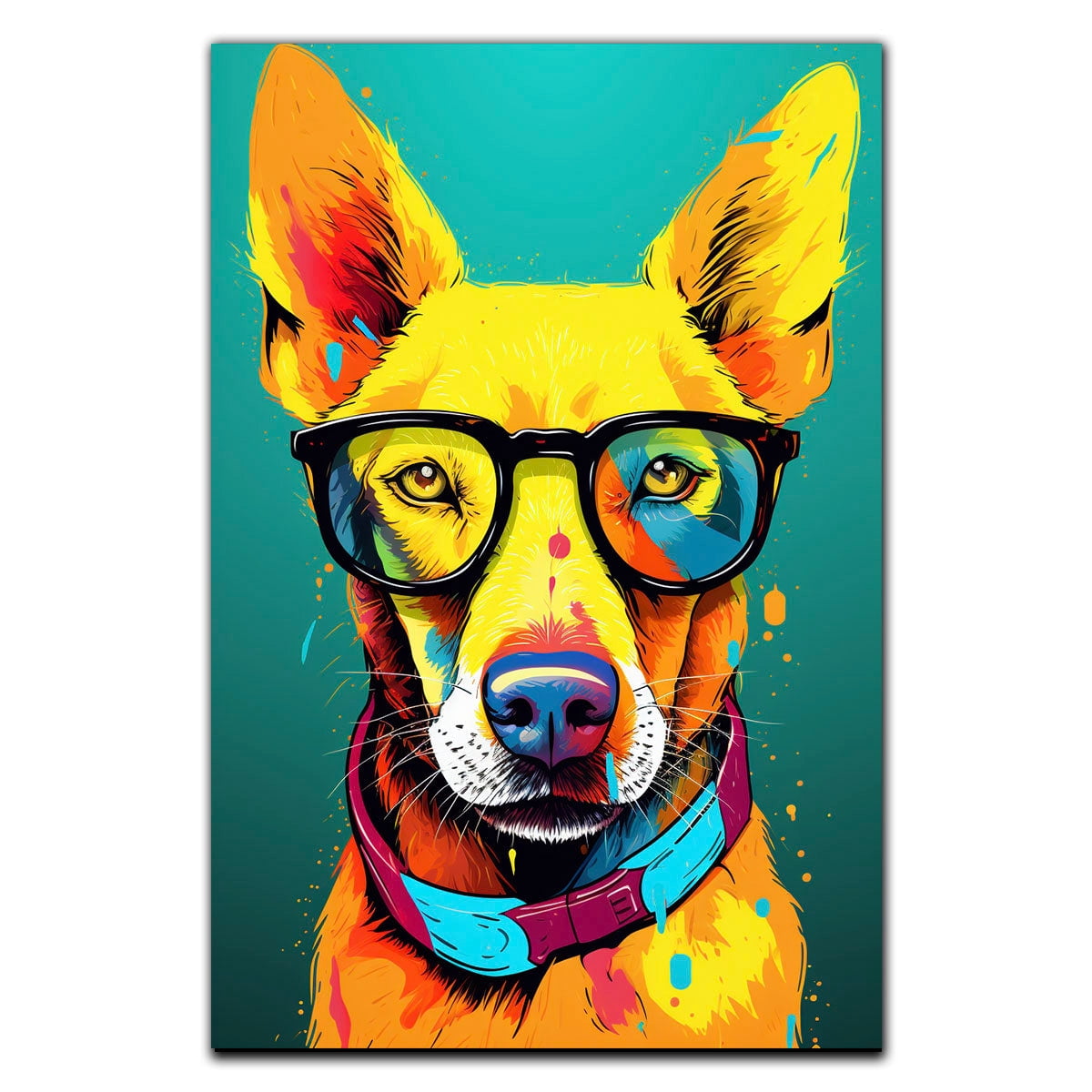 Canaan Dog Canvas Wall Art Puppy Print Pet Paintings Artwork Glasses ...