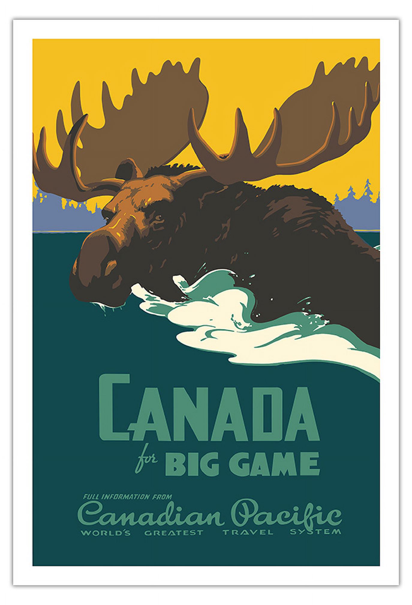 Canada for Big Game - Canadian Pacific Railway - Vintage Railroad Travel Poster by Thomas (Tom ...