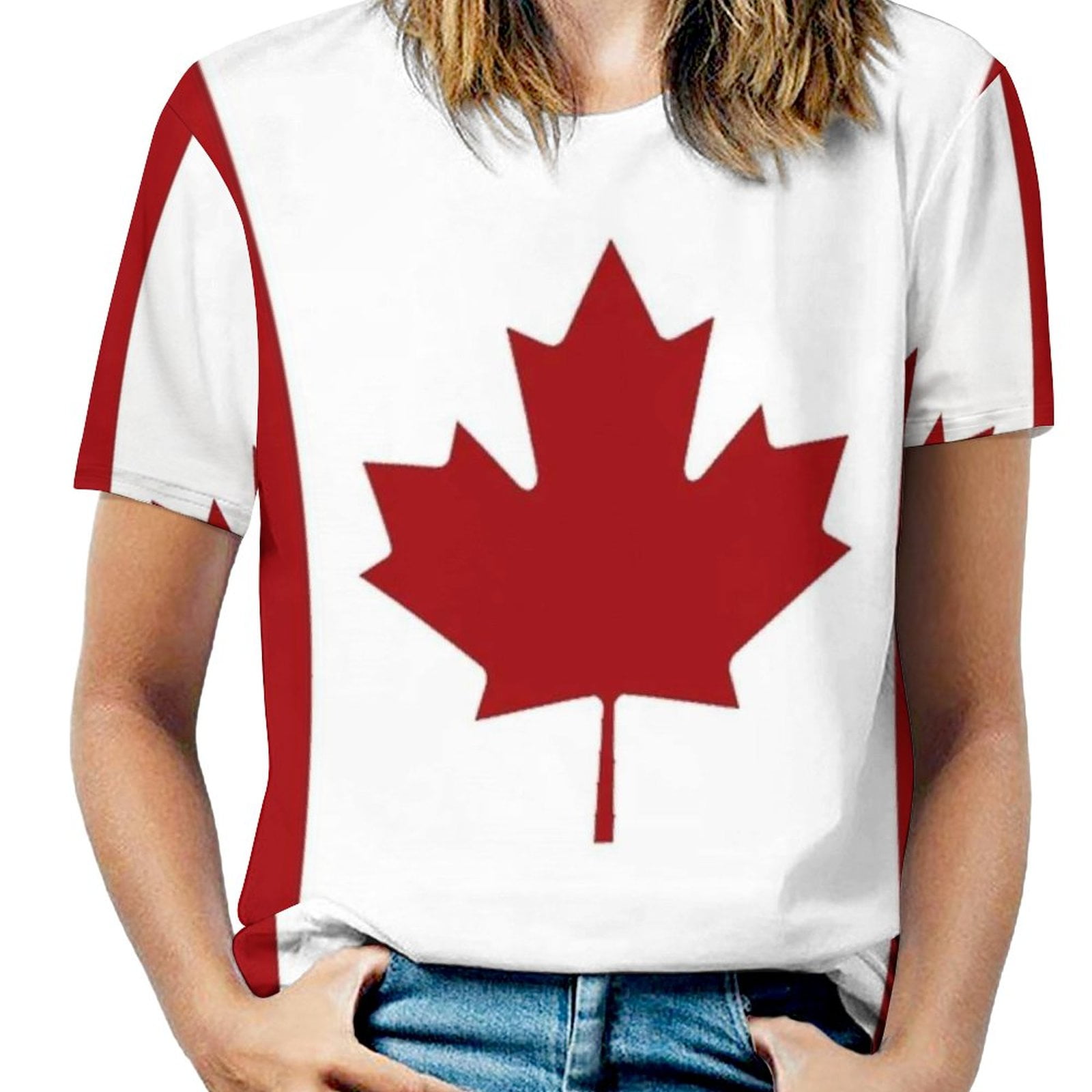 Canada : Canadian Flag ( Red & White ) Sexy And Club Fashion Female T ...