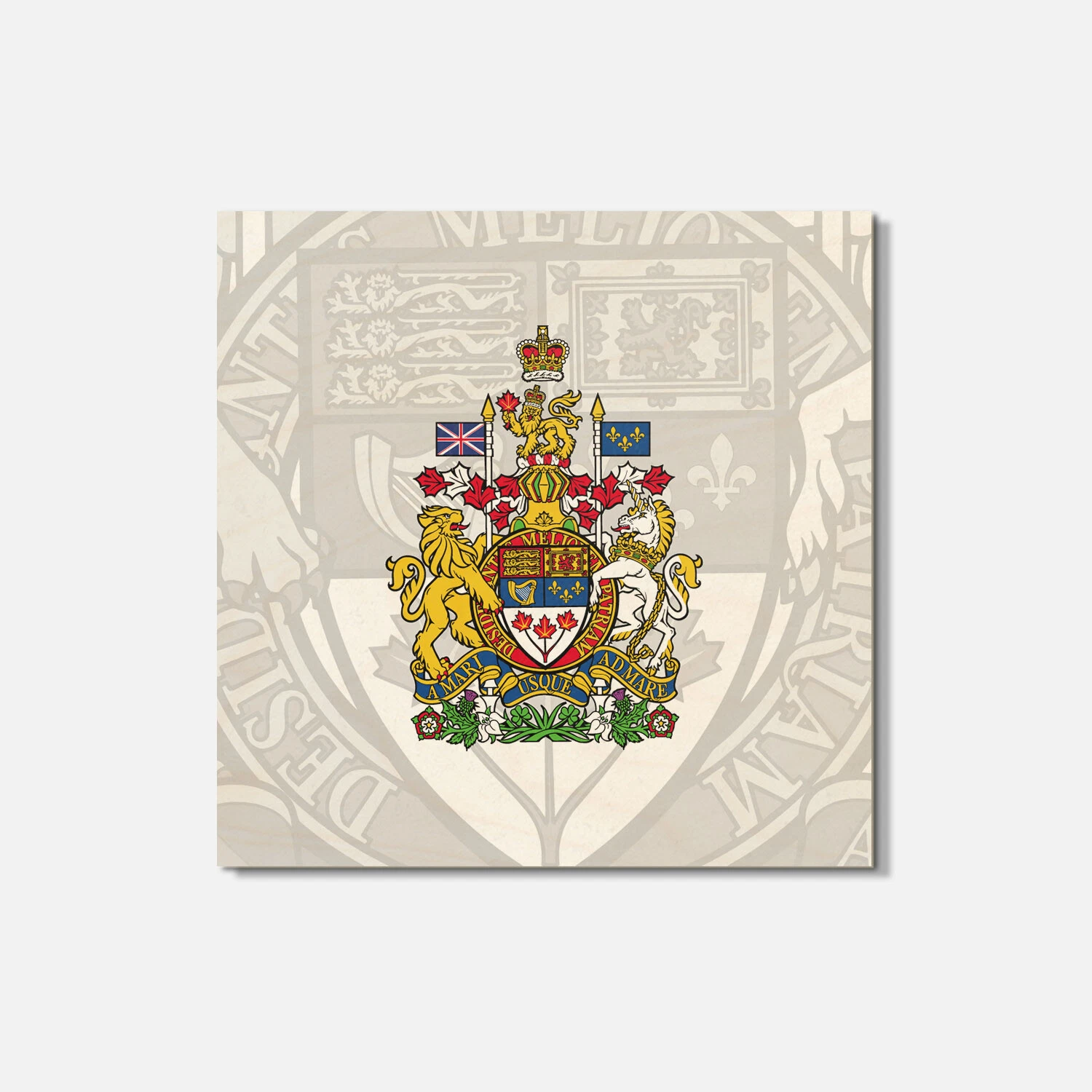 Canada Coat Of Arms 4'' X 4'' Square Wooden Coaster - Walmart.com