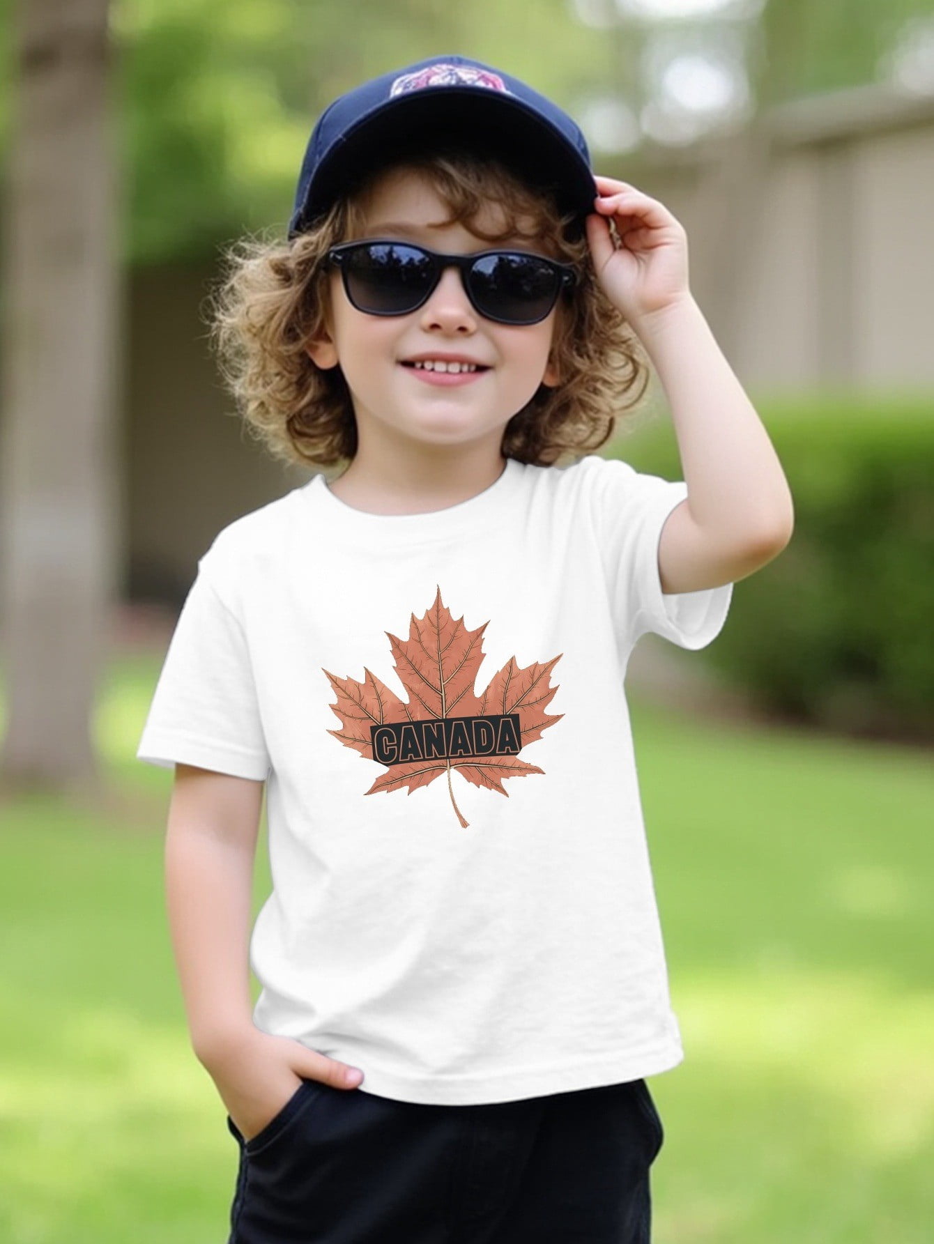 Canada Cotton Short-Sleeved T-Shirt for Boys - Casual Round Neck, Light ...