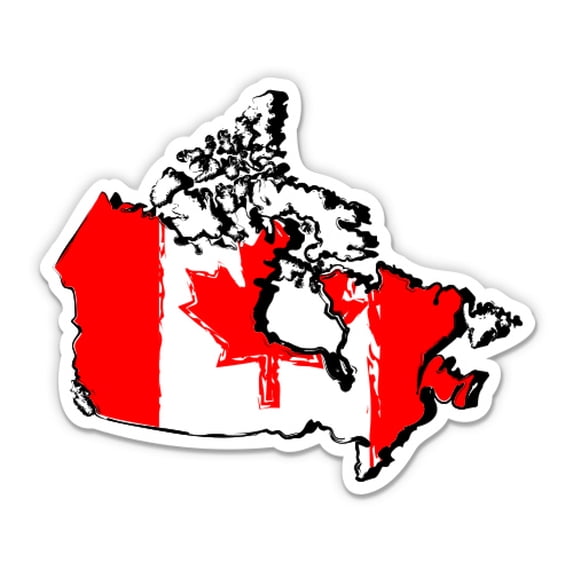 Canada Country Shape Canadian Flag - 5" Vinyl Sticker - For Car Laptop ...