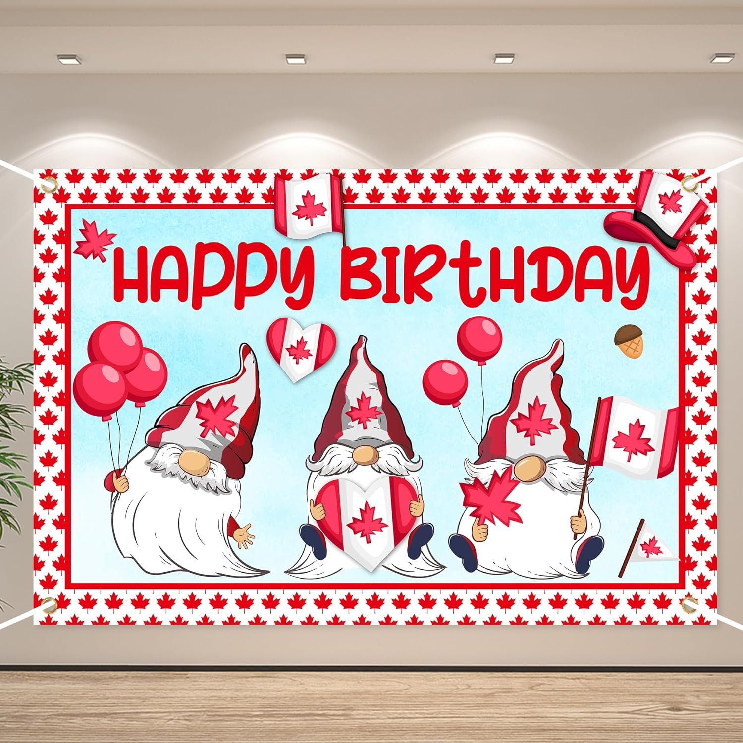Canada Day Happy Birthday Banner Backdrop Red White Maple Leaf Canadian ...
