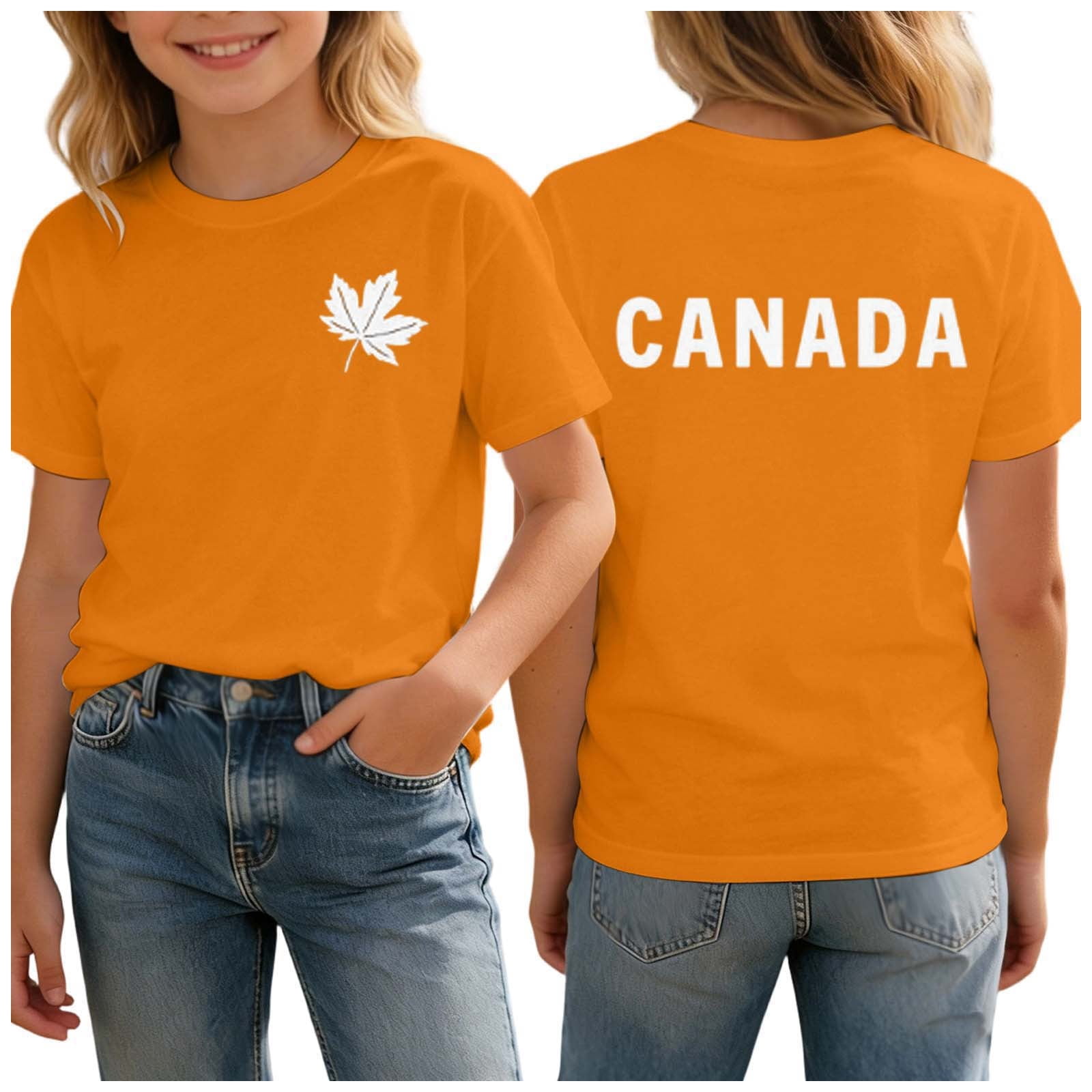 Canada Day T-Shirt Maple Leaf Graphic Tee Boys Girls Youth Short Sleeve ...