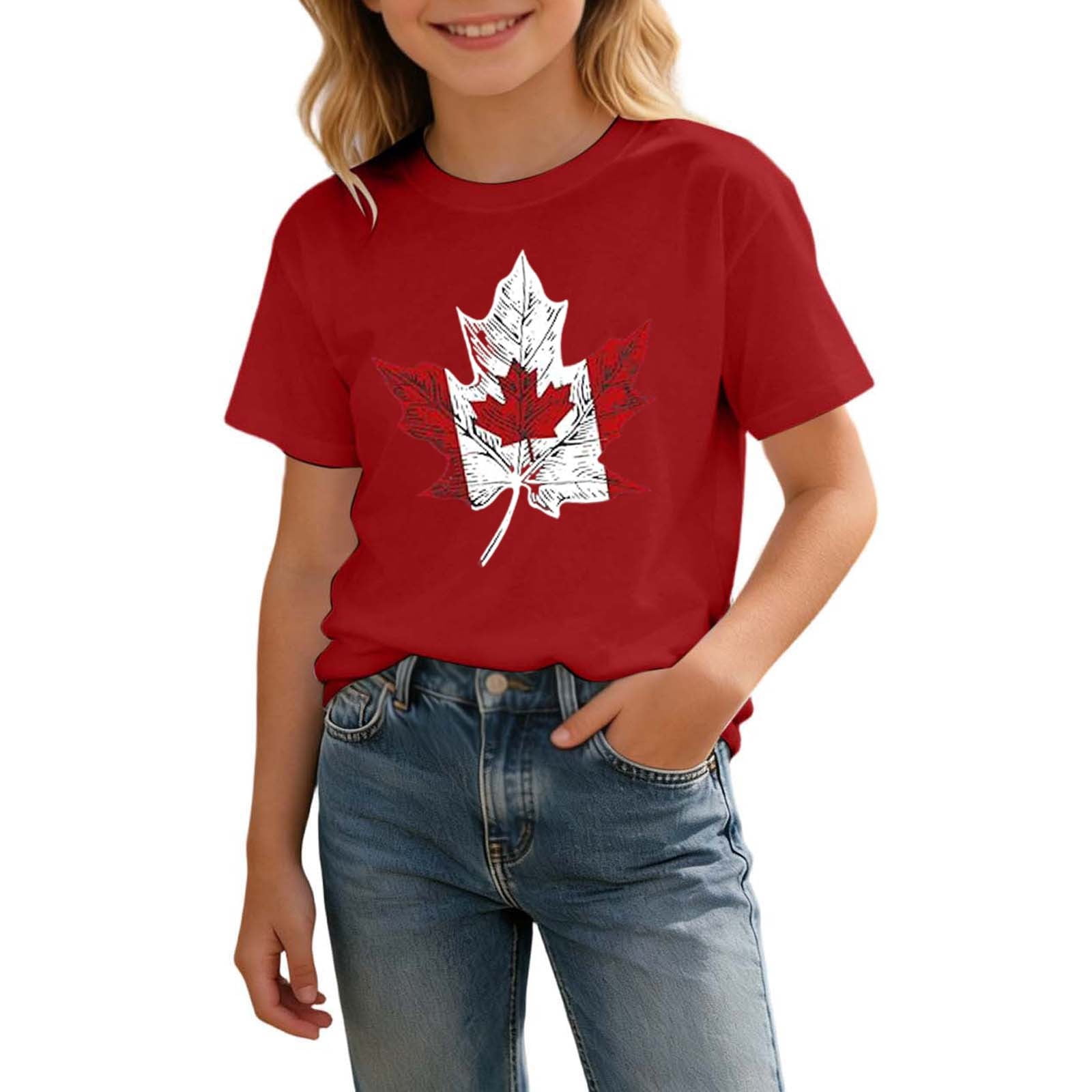 Canada Day T-Shirt Maple Leaf Graphic Tee Boys Girls Youth Short Sleeve ...