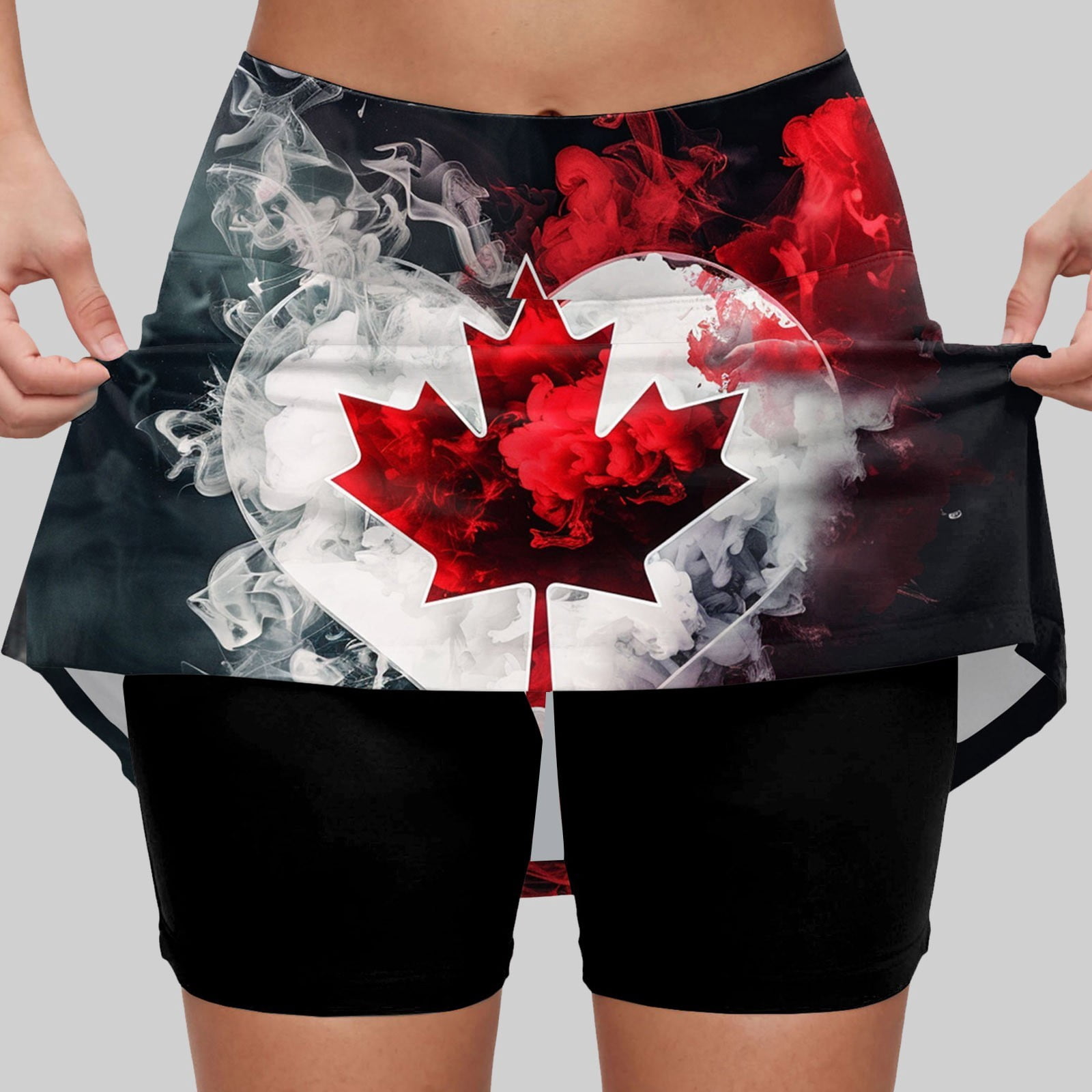 Canada Day Tennis Skirts For Women 2025 Maple Leaf Pleated Athletic ...
