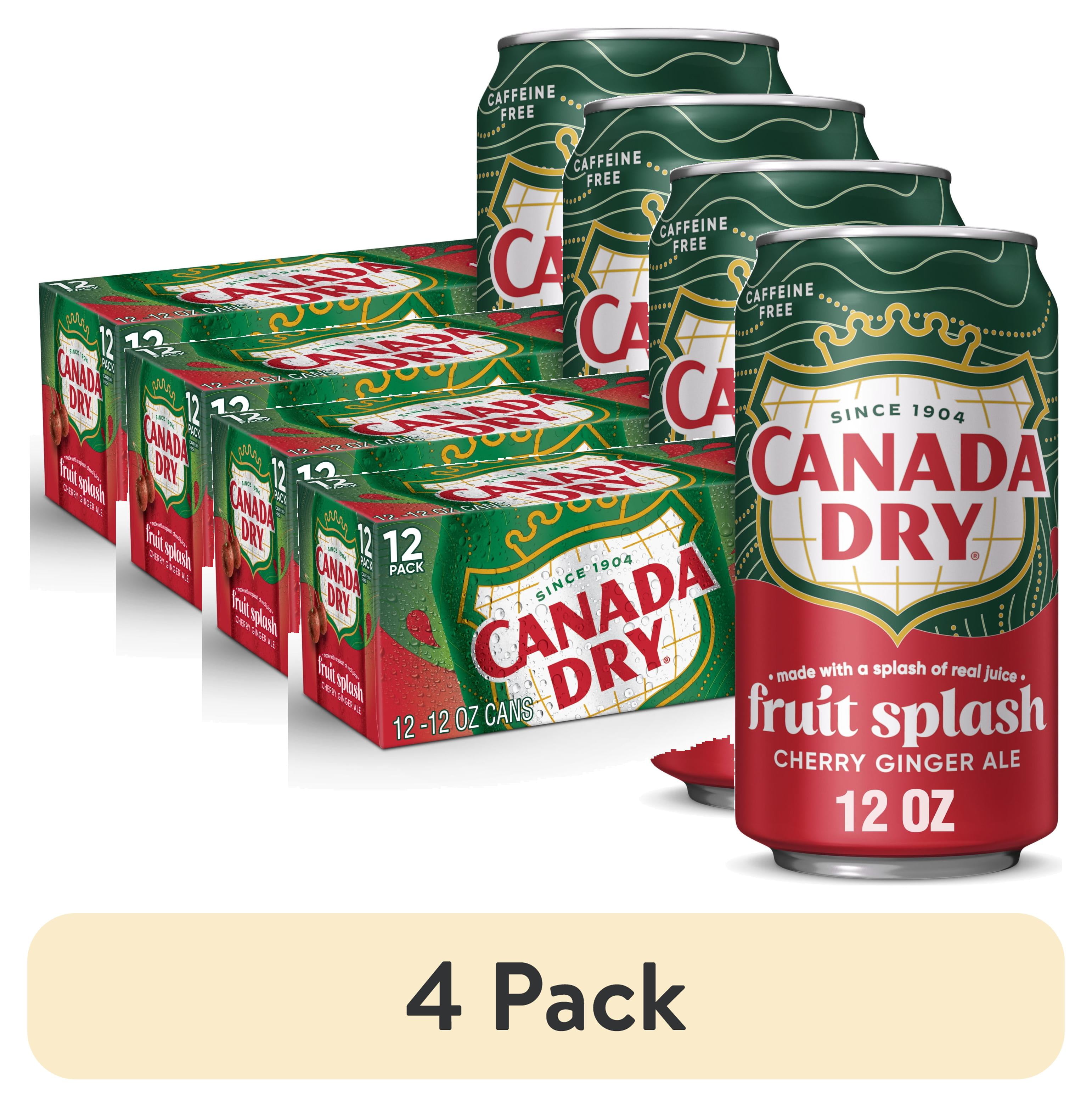 (4 pack) Canada Dry Caffeine Free Fruit Splash Cherry Ginger Ale Soda ...