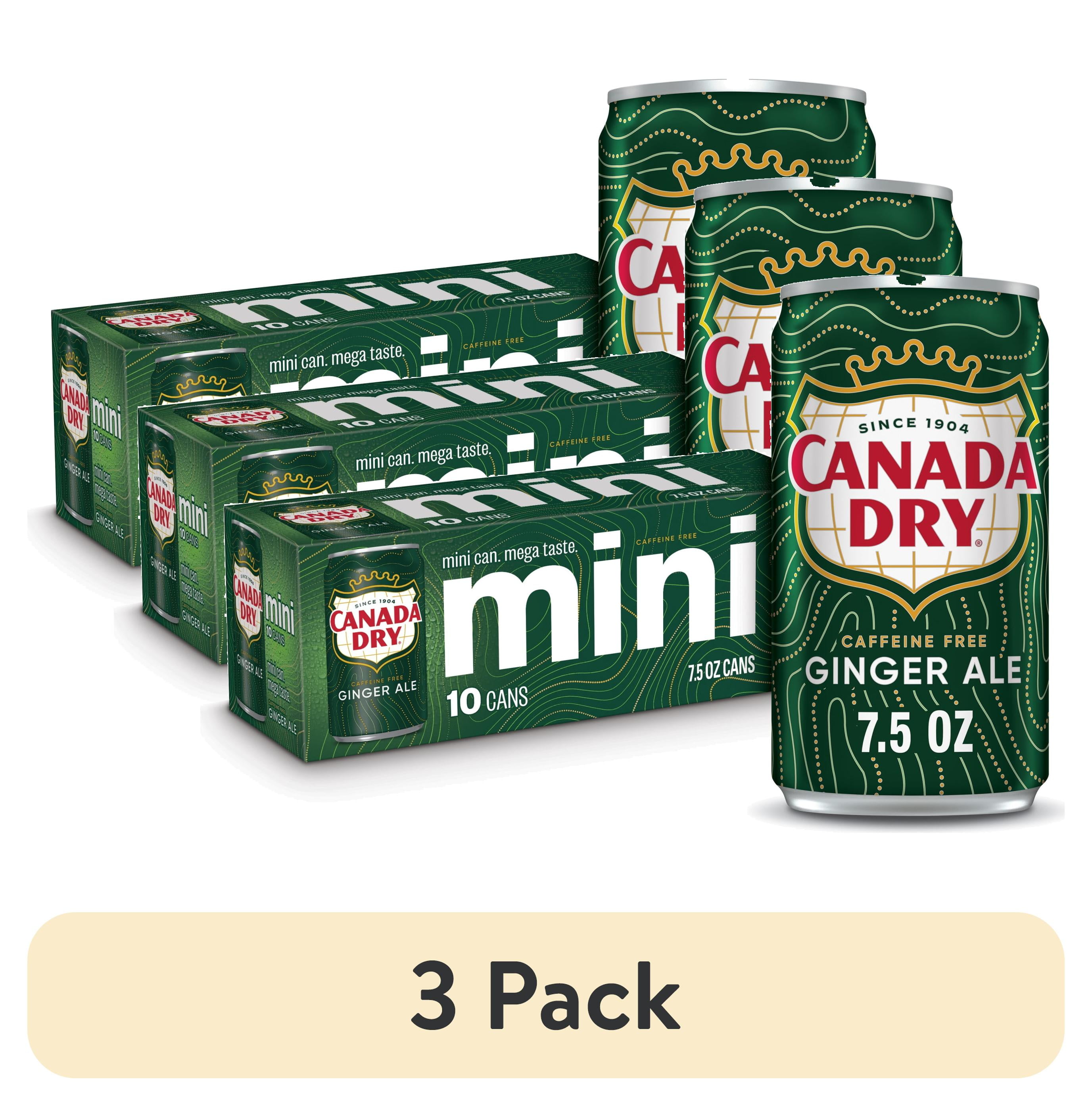 (3 pack) Canada Dry Caffeine Free Ginger Ale Soda Pop, 7.5 fl oz, 10 ...