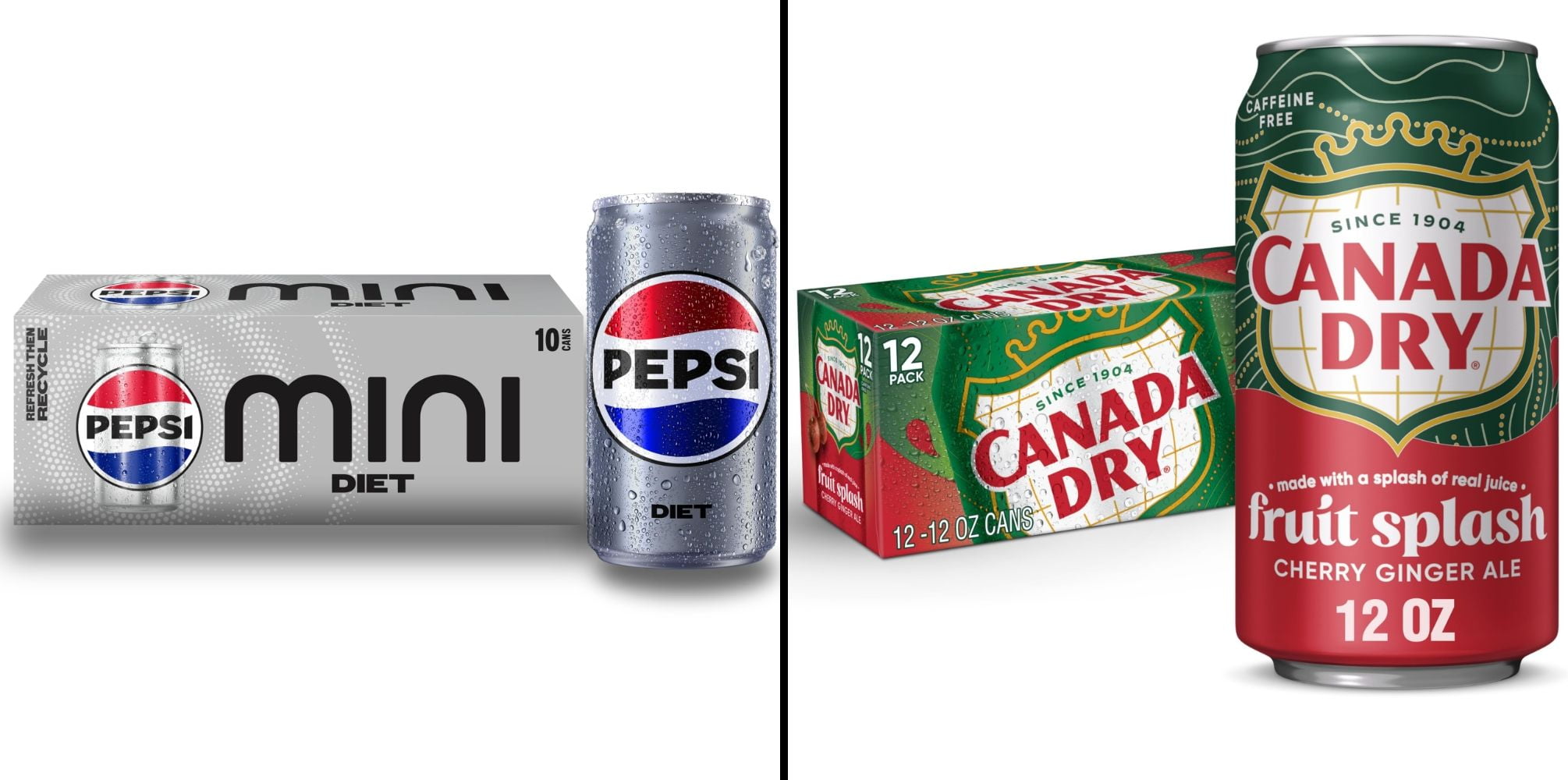 Canada Dry Cherry Ginger Ale Fruit Splash 12 fl oz Pack of 12 & Diet ...