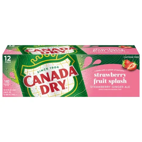 Canada Dry Strawberry Fruit Splash Ginger Ale, 12 fl oz Cans, 24 Pack ...