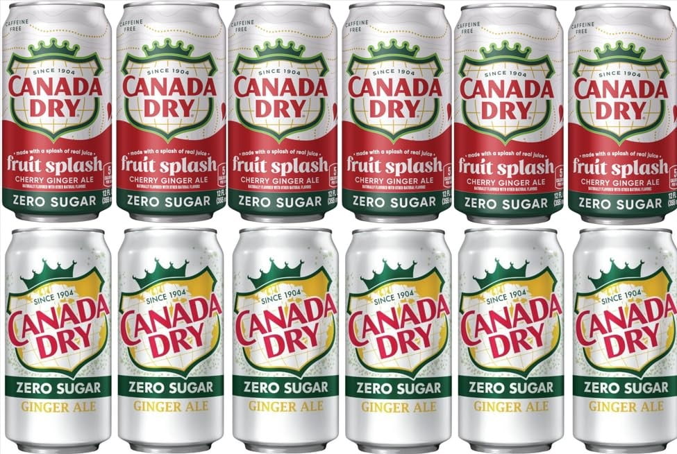 Canada Dry Zero Sugar Ginger Ale and Zero Sugar Cherry Ginger Ale Fruit ...