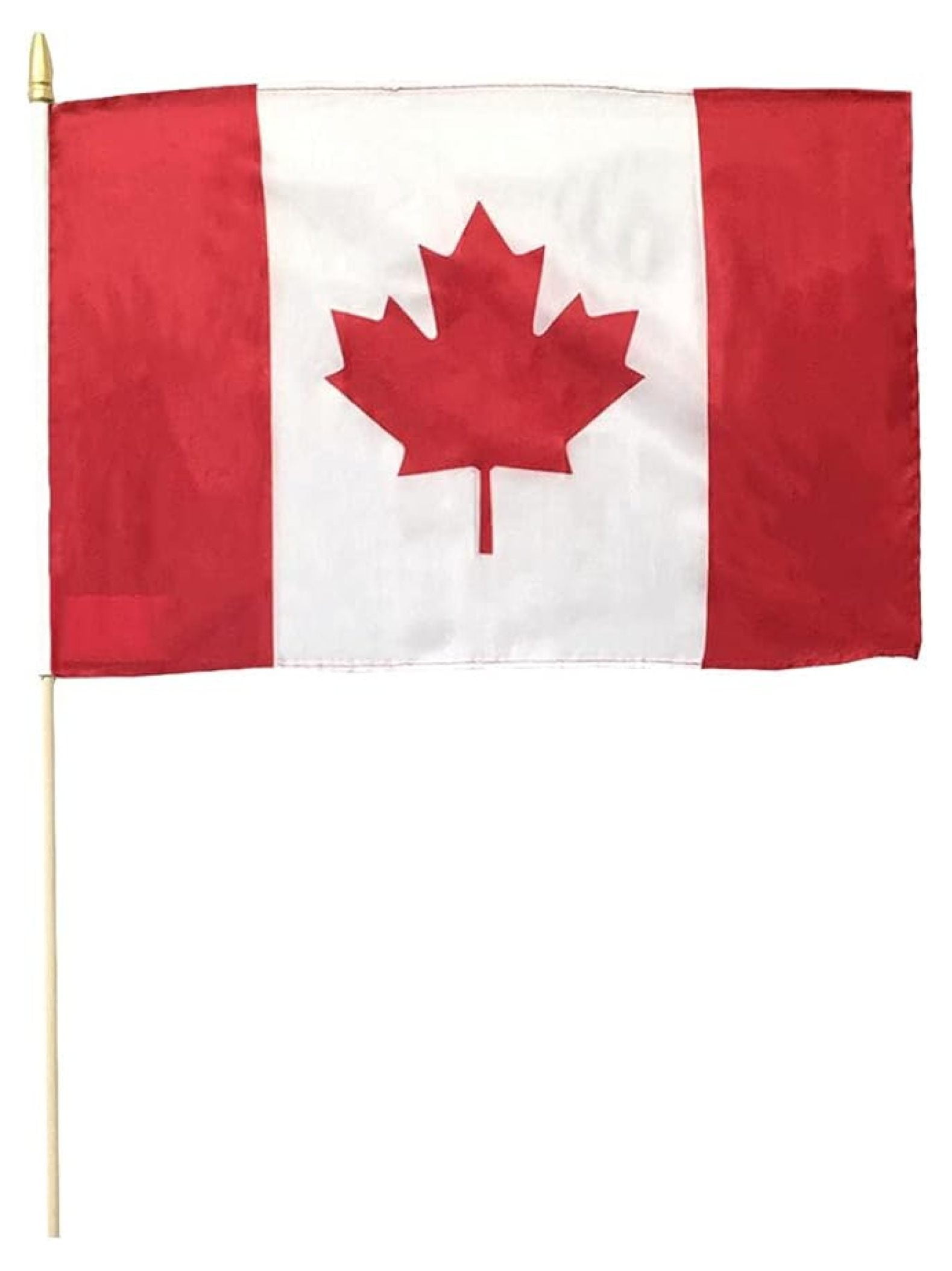 Canada Flag 12x18 Inch - Canadian Stick Flag on 24" Wooden Staff - 68D ...