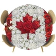 Canada Flag Floral Round Tablecloth 36-44 Inch Round Fitted Table Cloth ...