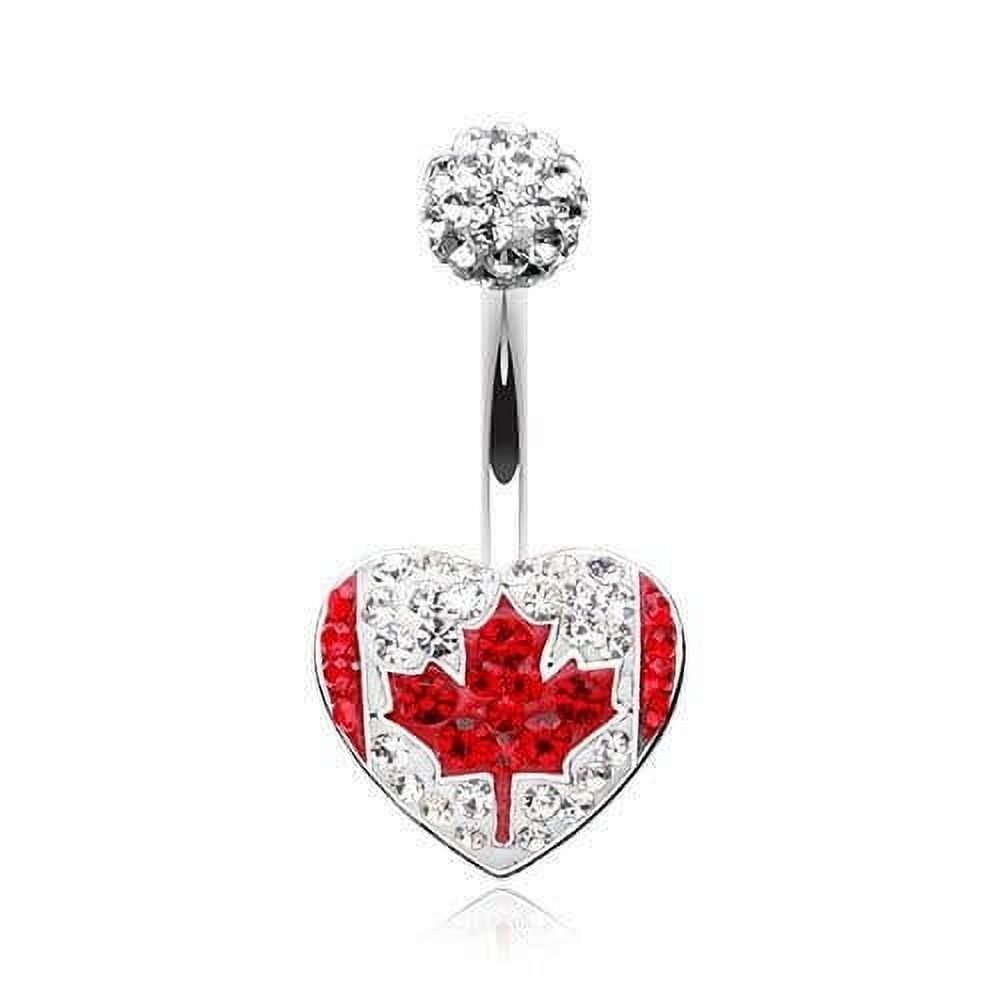 Canada Flag Heart Multi-Sprinkle Dot Belly Button Ring - Walmart.com