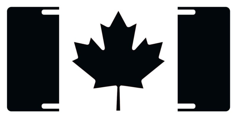 Canada Flag License Plate Black & White Version - Aluminum ( 12 inch x ...