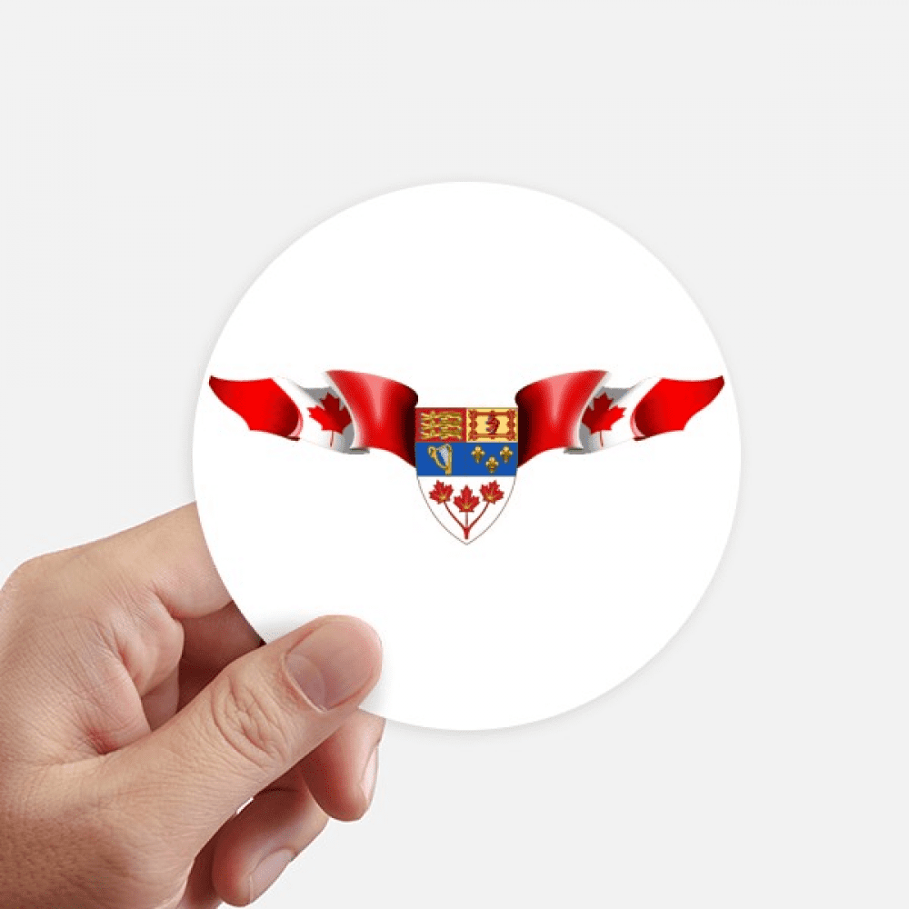 Canada Flag National Emblem Sticker Round Wall Suitcase Laptop Label ...
