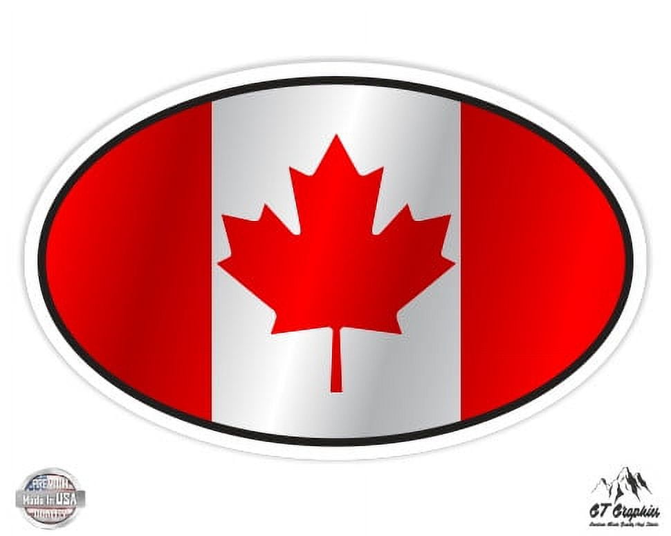Canada Flag Oval - 5" Vinyl Sticker - For Car Laptop I-Pad - Waterproof ...