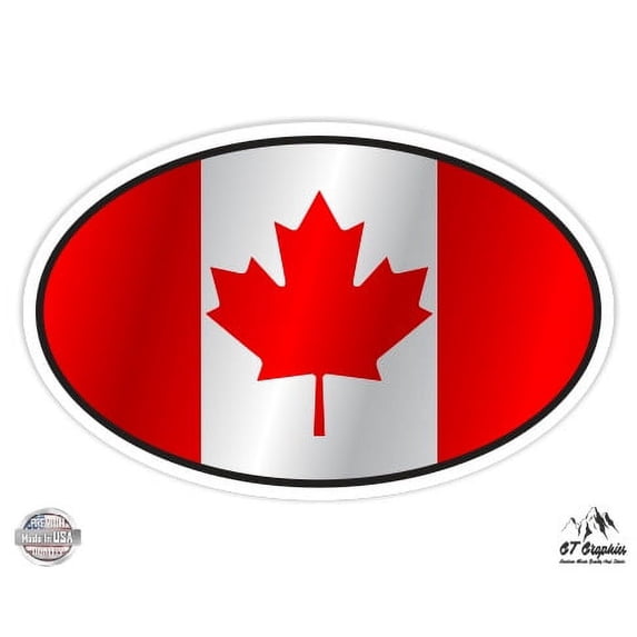 Canada Flag Oval - 7" Vinyl Sticker - For Car Laptop I-Pad - Waterproof ...