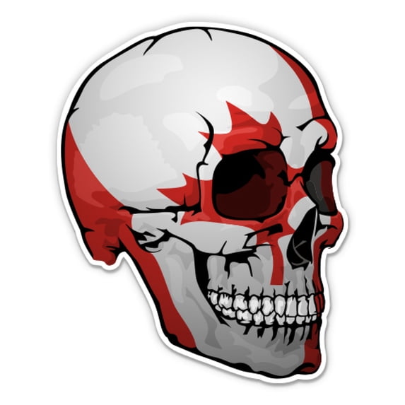 Canada Flag Skull Proud Canadian - 12" Vinyl Sticker Waterproof Decal ...