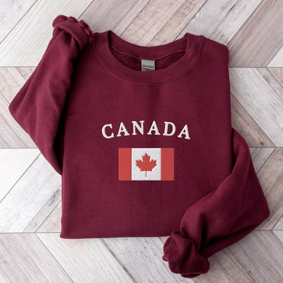 Canada Flag Sweatshirt, Embroidered Canada Crewneck Sweatshirt ...