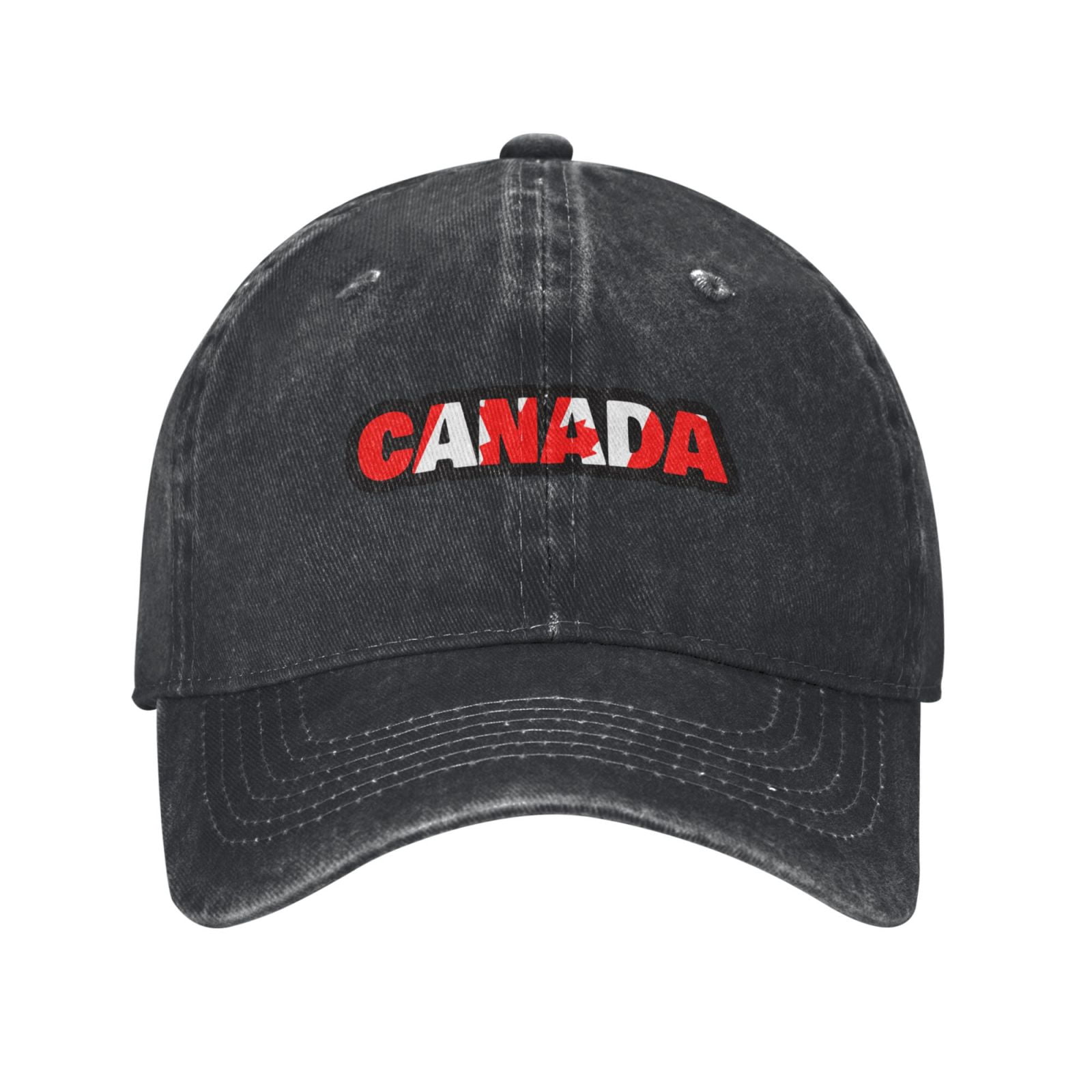 Canada Flag Text Logo Adult Adjustable Classic Washed Casquette Cap Hat ...
