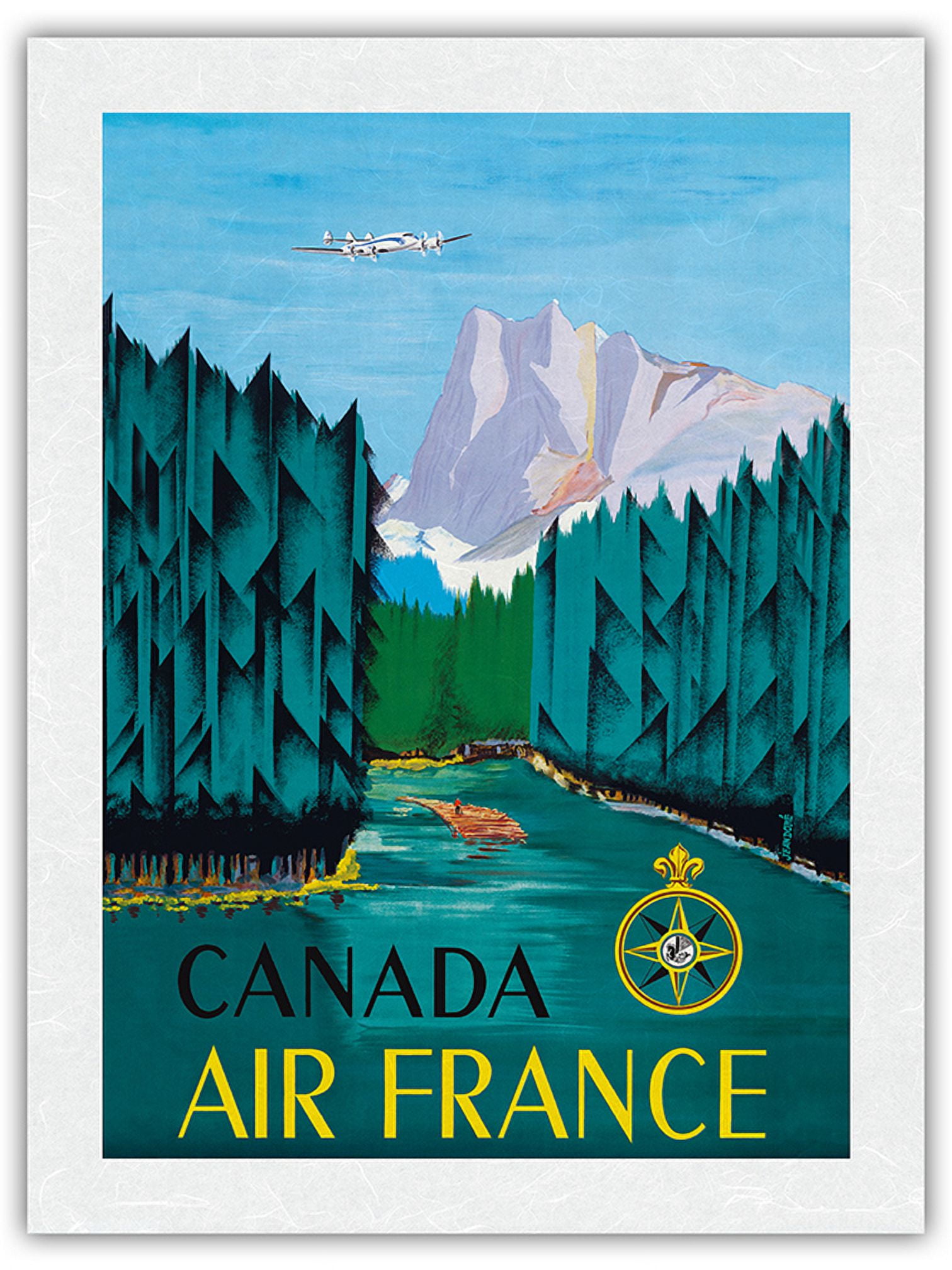Canada - France - Vintage Airline Travel Poster by Jean Doré c.1951 ...